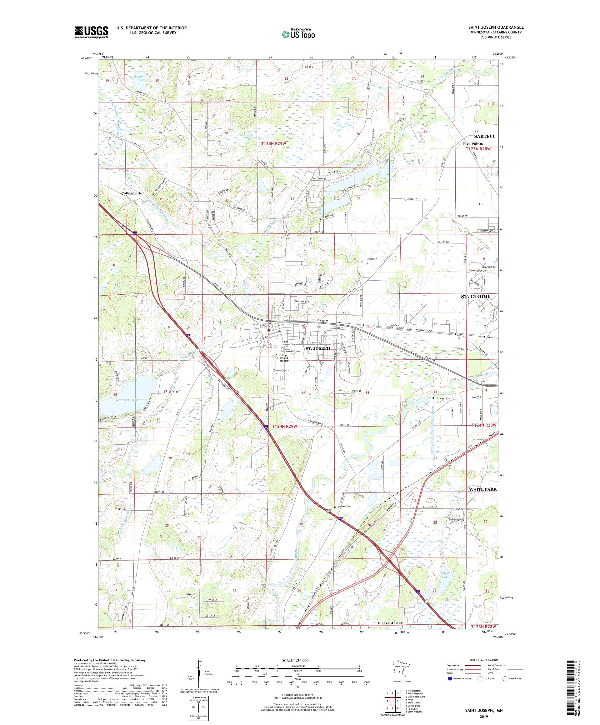 Saint Joseph Minnesota US Topo Map – MyTopo Map Store