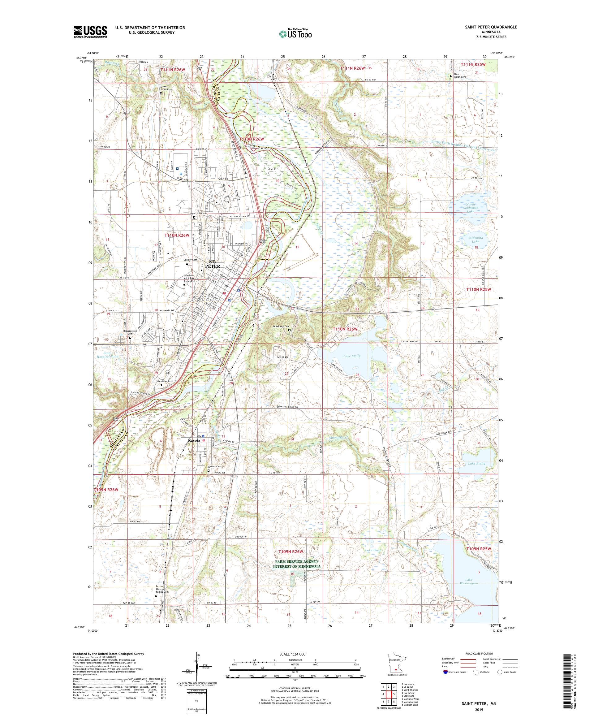 Saint Peter Minnesota US Topo Map – MyTopo Map Store