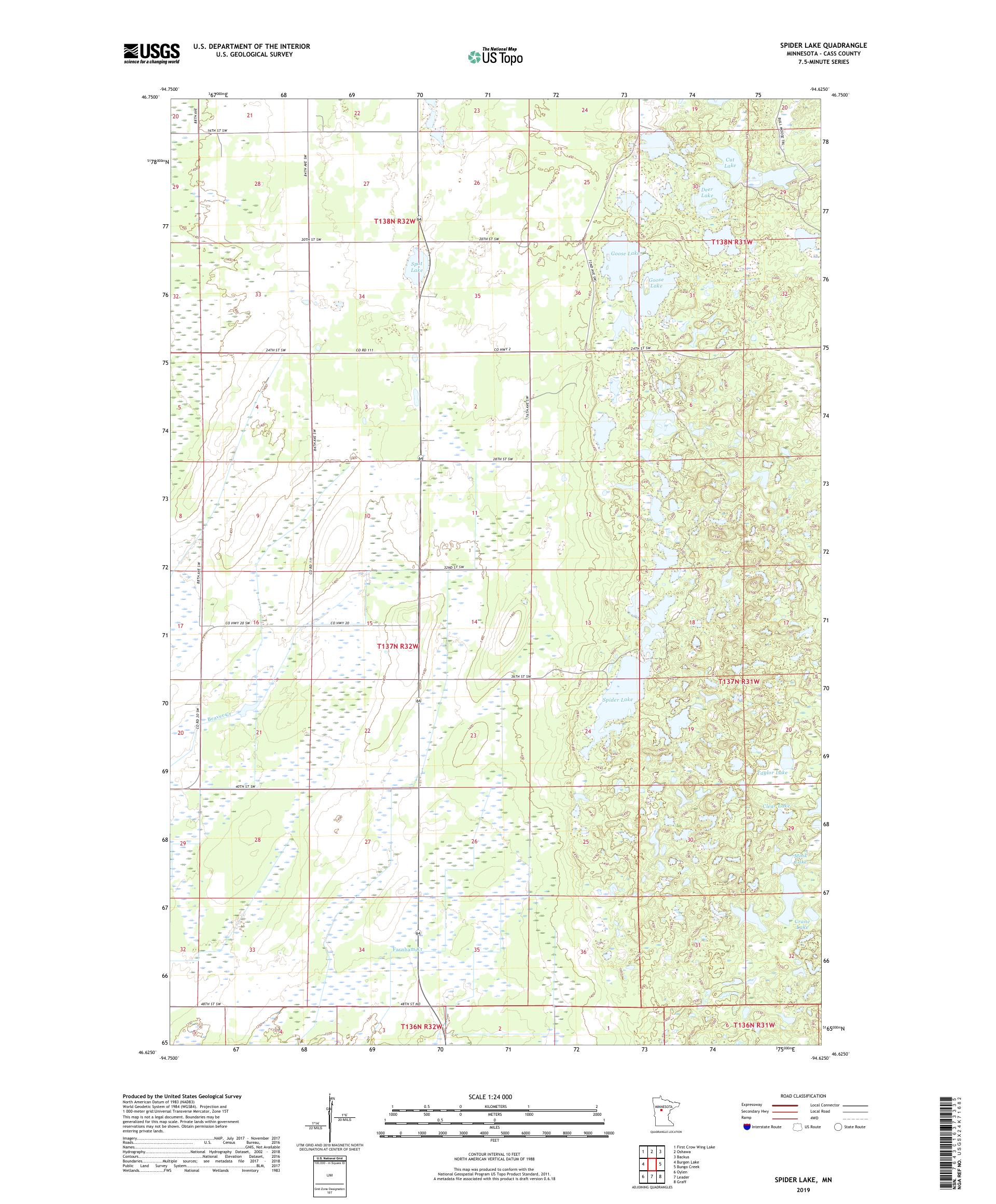 Spider Lake Minnesota US Topo Map – MyTopo Map Store