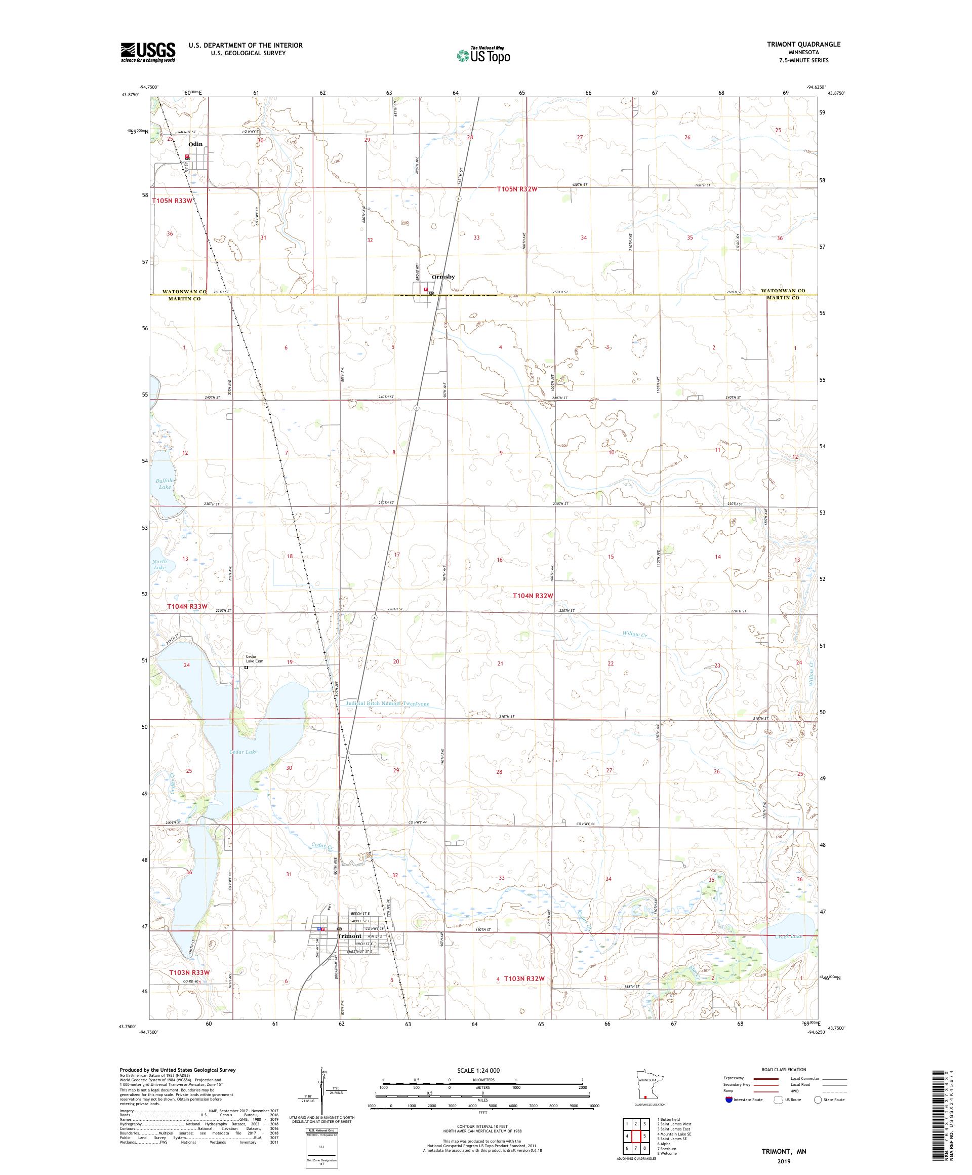 Trimont Minnesota US Topo Map – MyTopo Map Store
