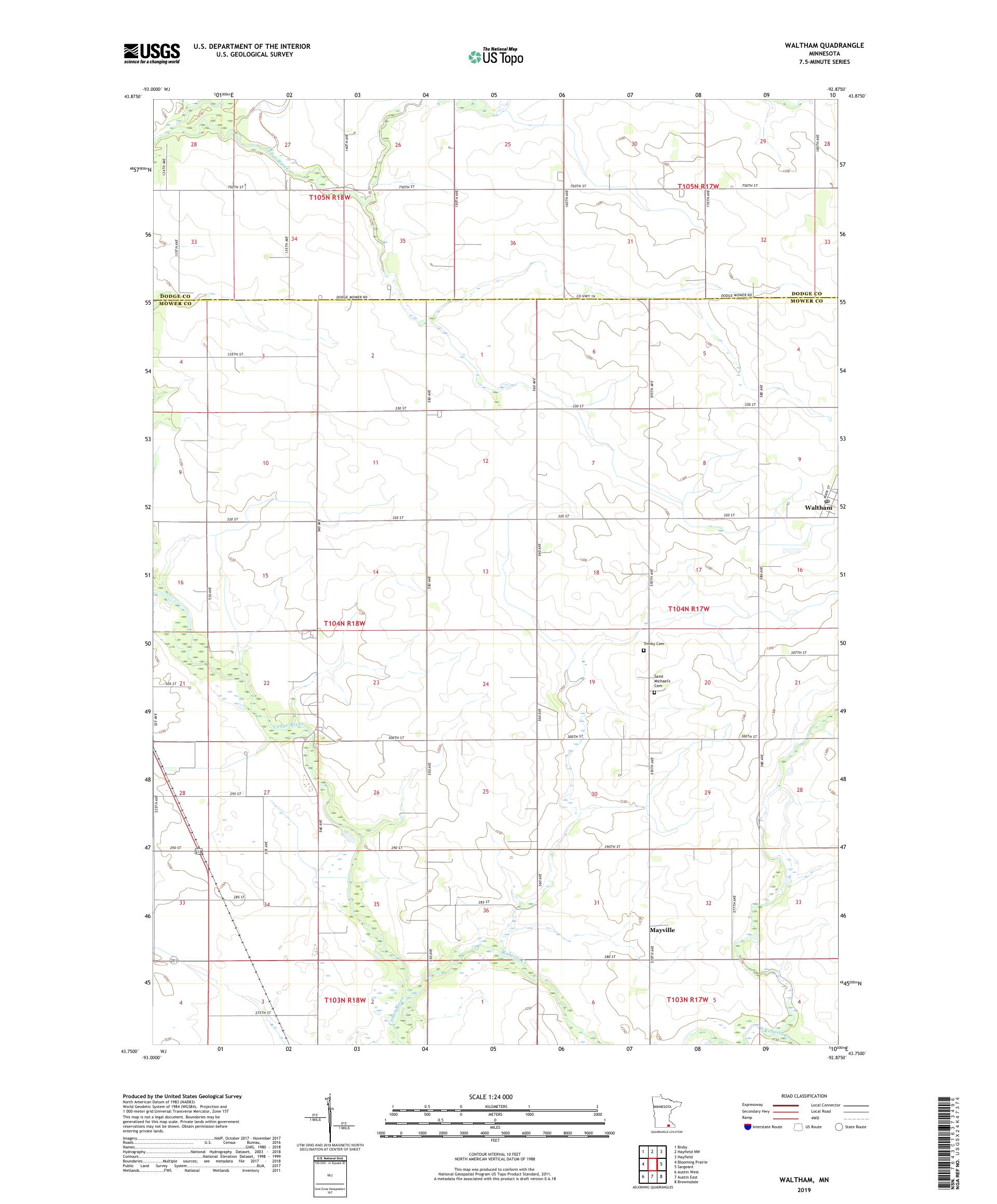 Waltham Minnesota US Topo Map – MyTopo Map Store