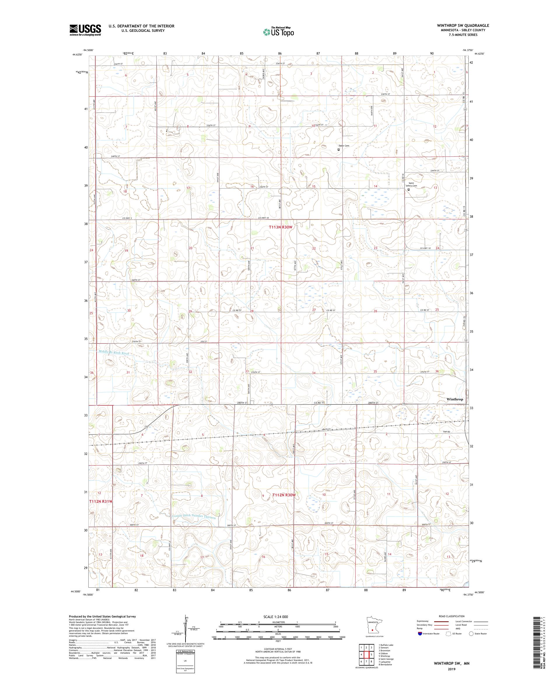 Winthrop SW Minnesota US Topo Map – MyTopo Map Store