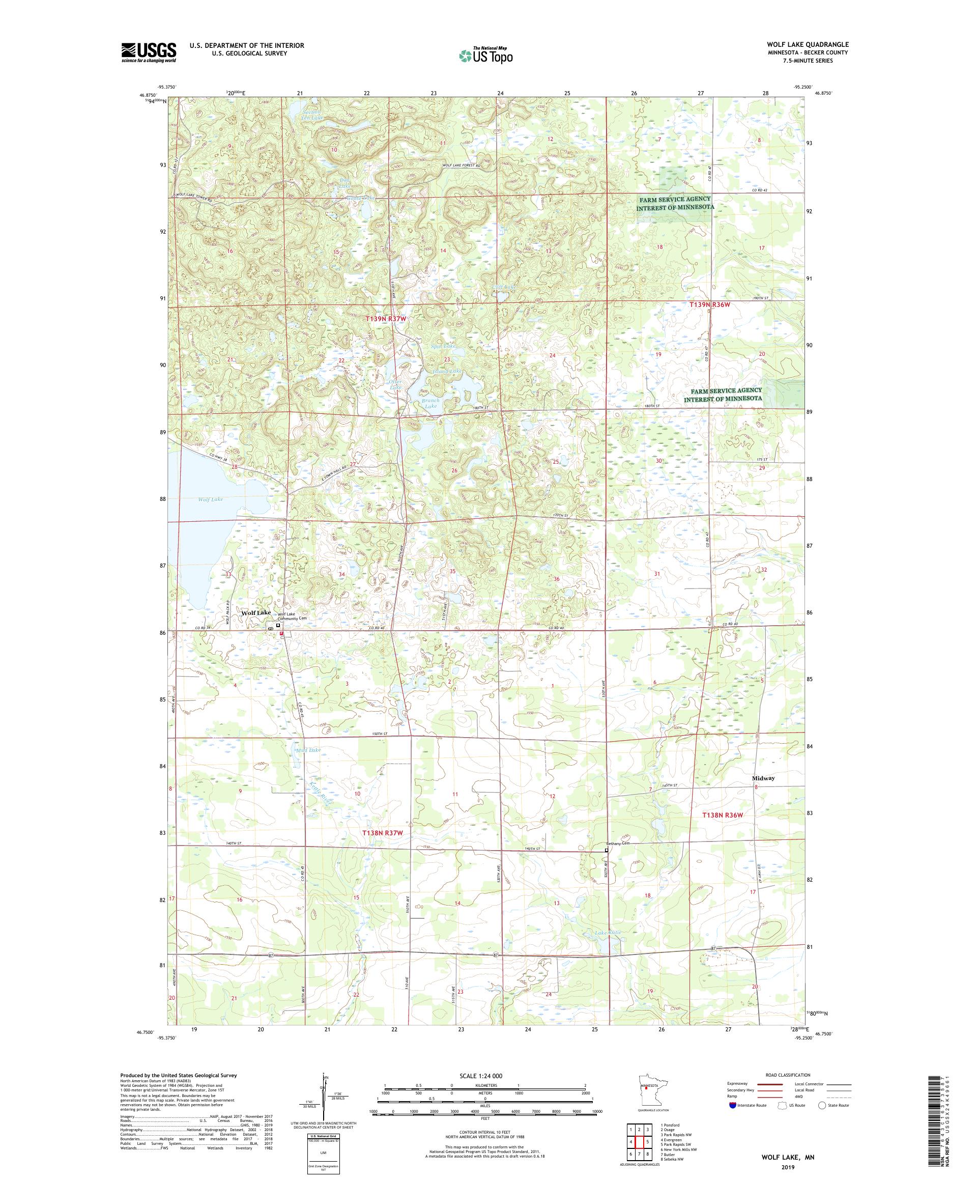 Wolf Lake Minnesota US Topo Map – MyTopo Map Store