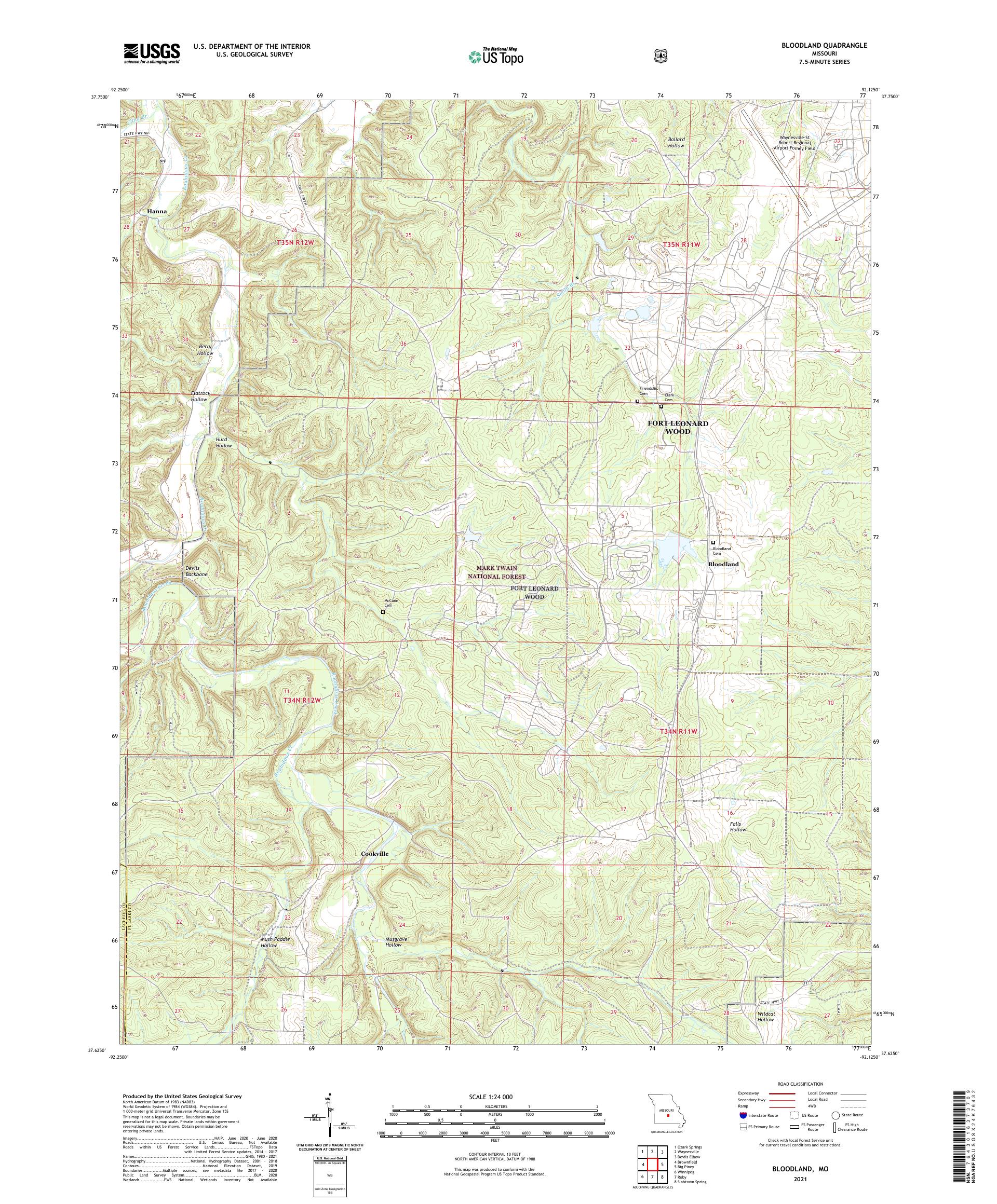 Bloodland Missouri US Topo Map – MyTopo Map Store