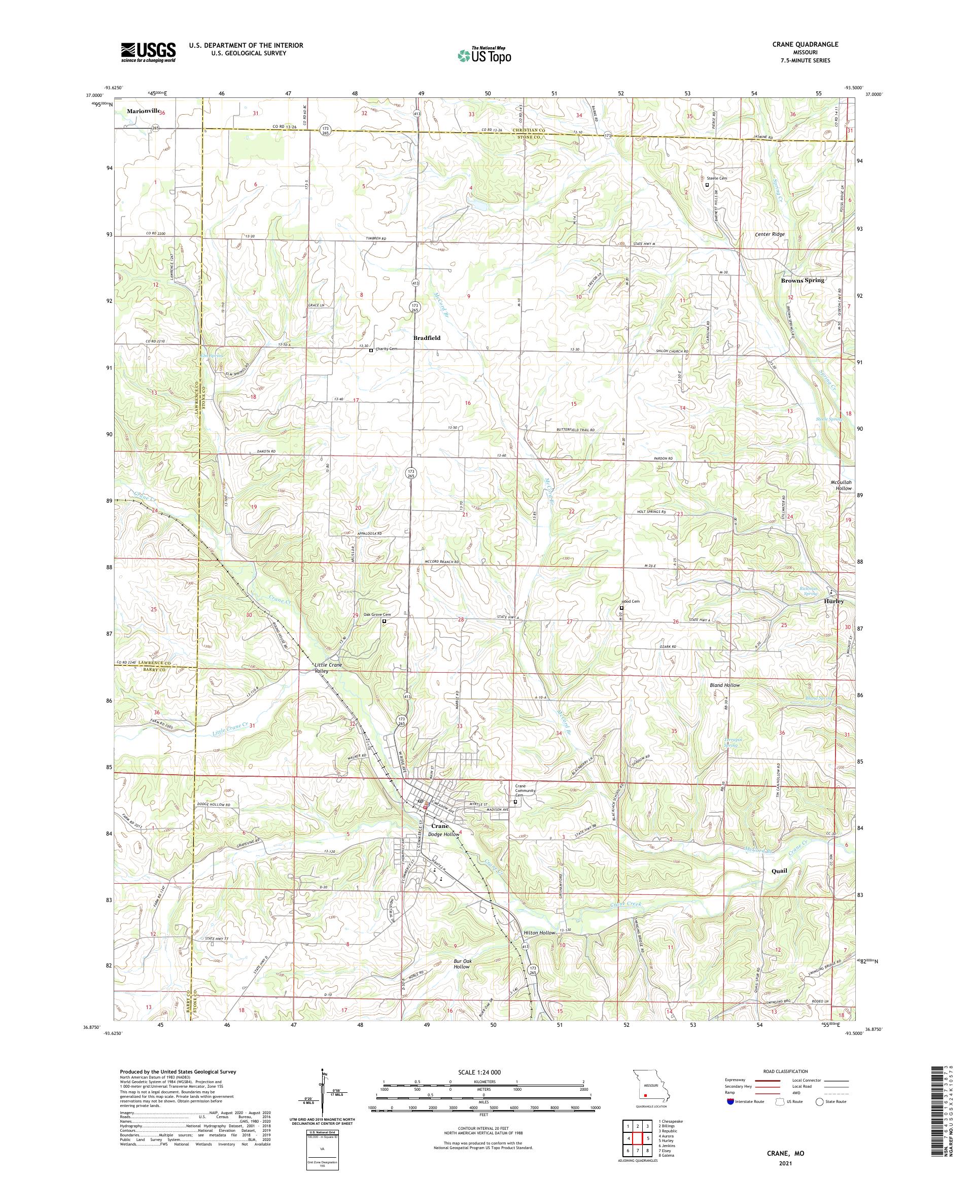 Crane Missouri US Topo Map – MyTopo Map Store