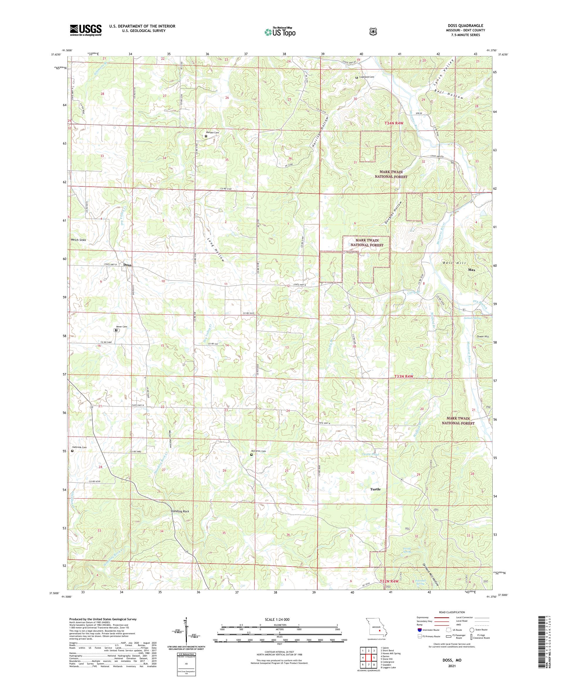 Doss Missouri US Topo Map – MyTopo Map Store