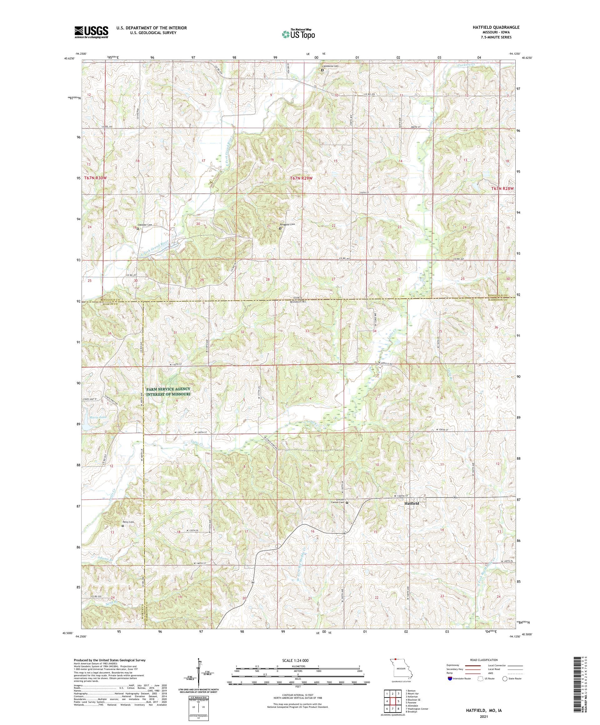 Hatfield Missouri US Topo Map – MyTopo Map Store