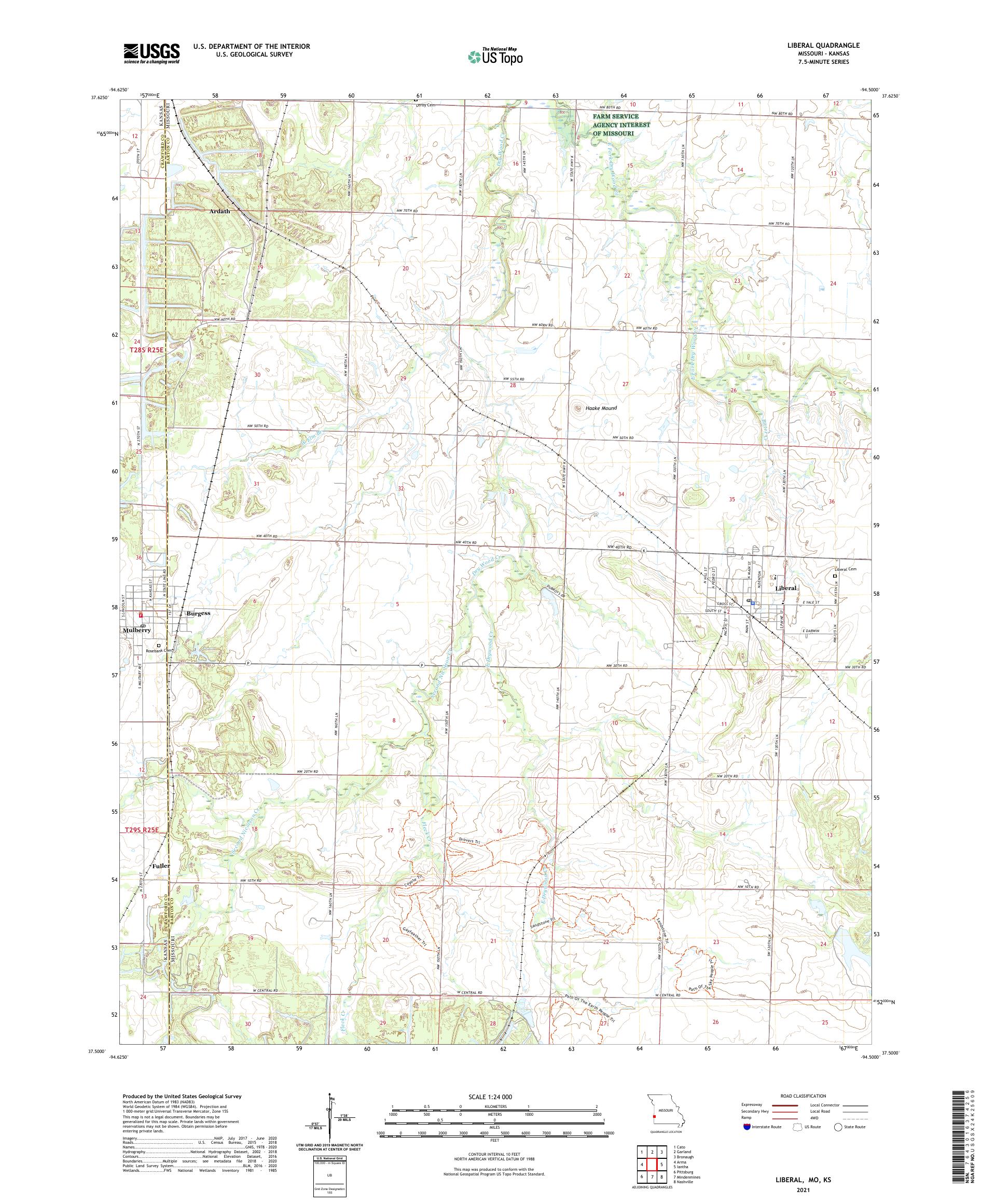 Liberal Missouri US Topo Map – MyTopo Map Store