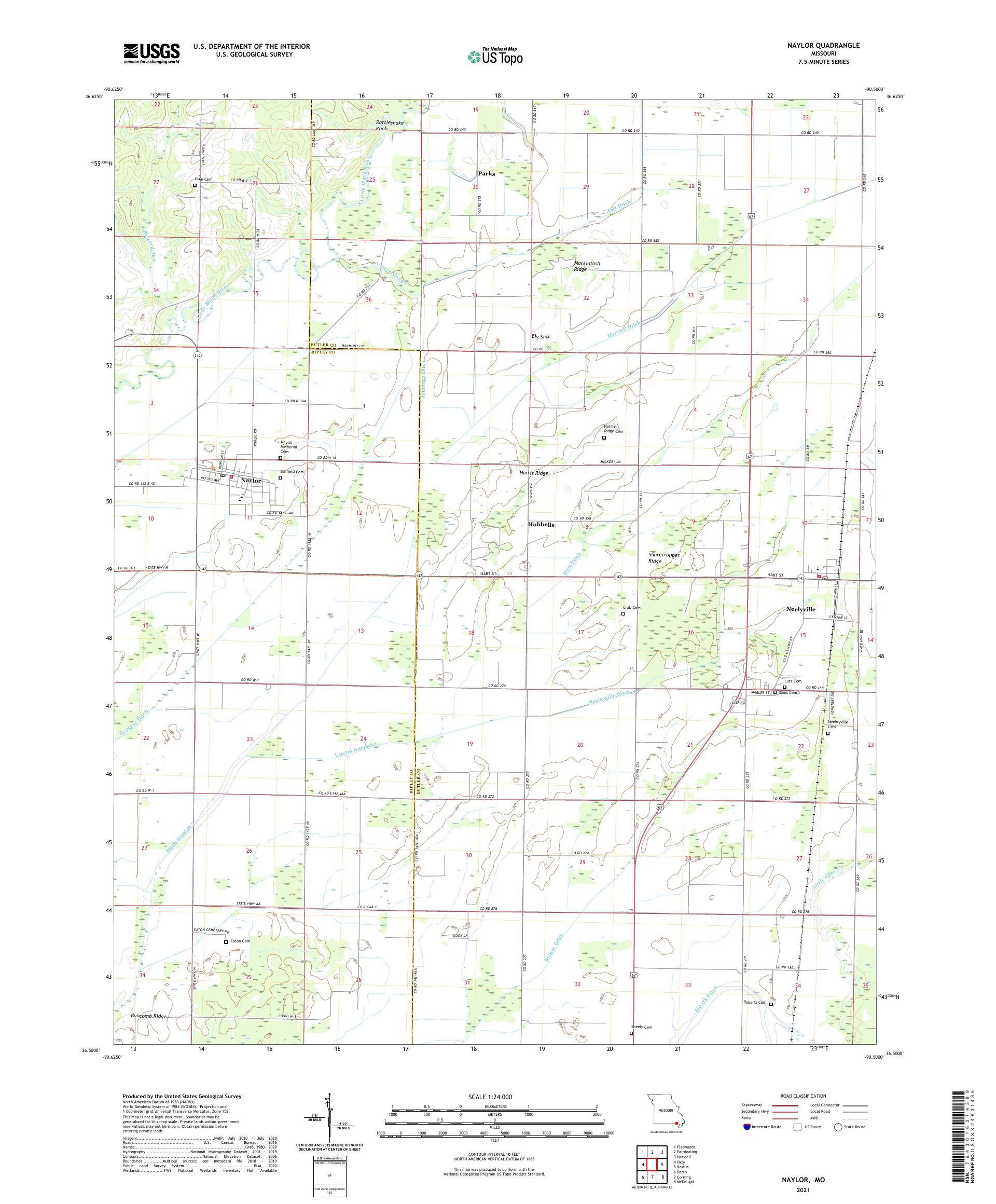 Naylor Missouri US Topo Map – MyTopo Map Store