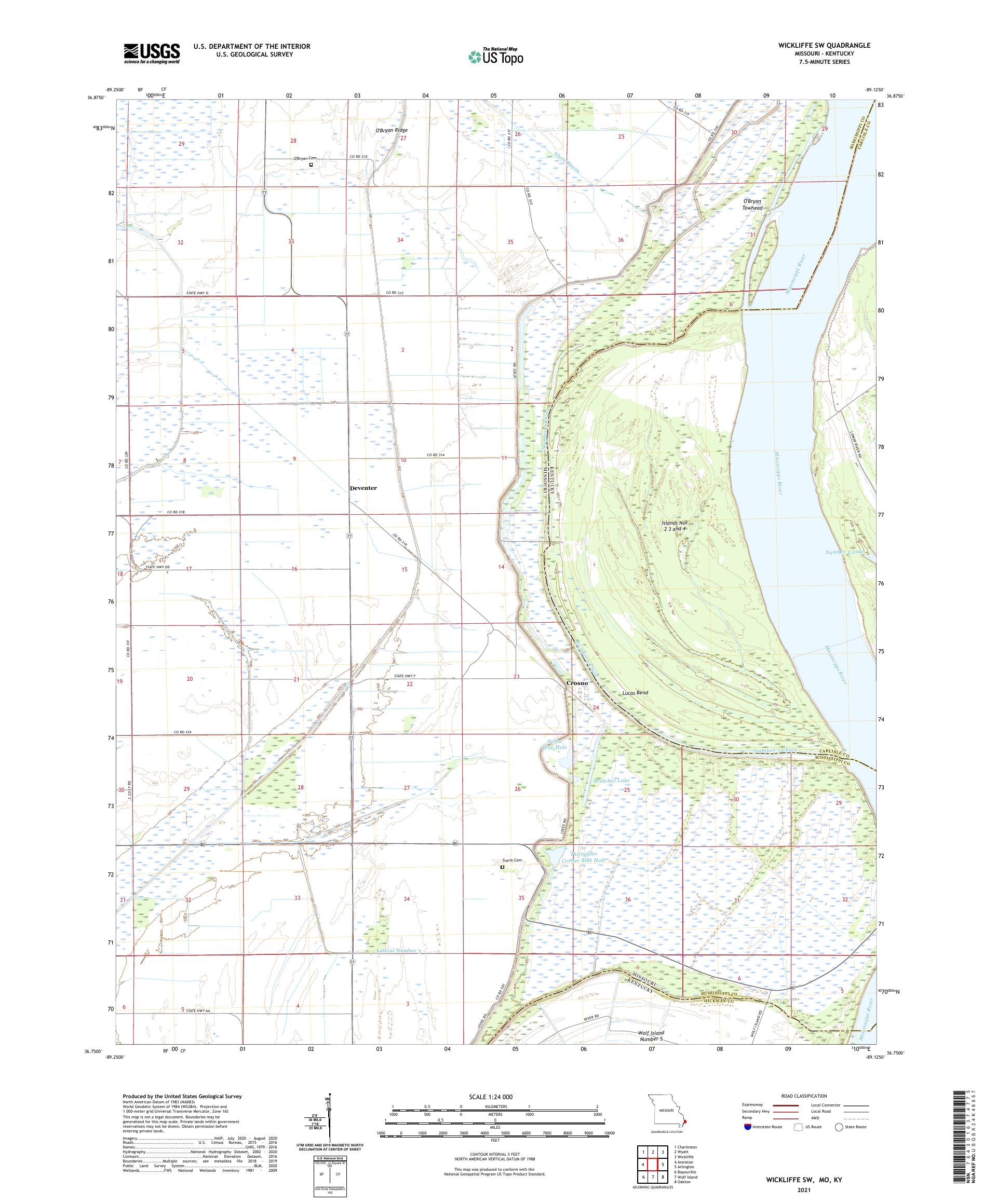 Wickliffe SW Missouri US Topo Map – MyTopo Map Store