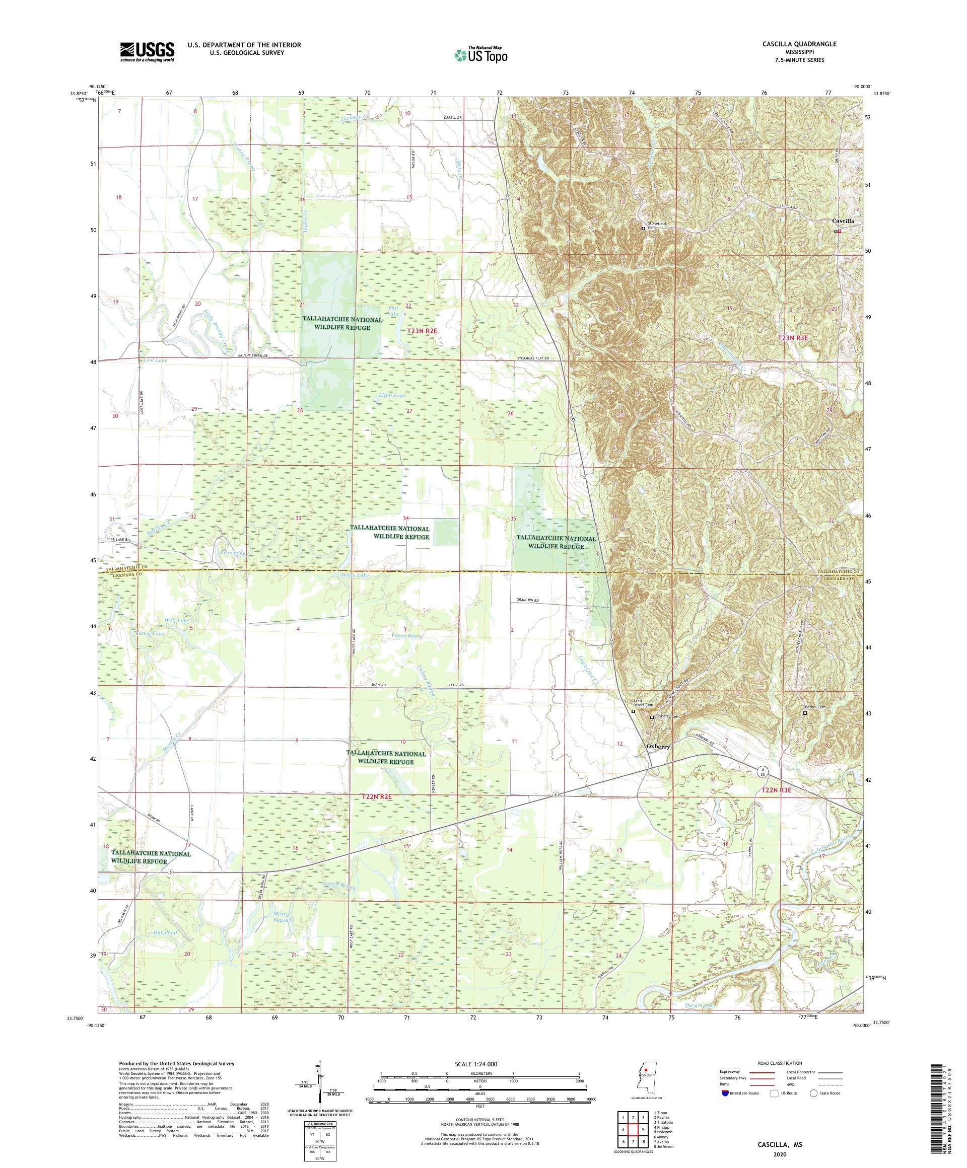 Cascilla Mississippi US Topo Map – MyTopo Map Store