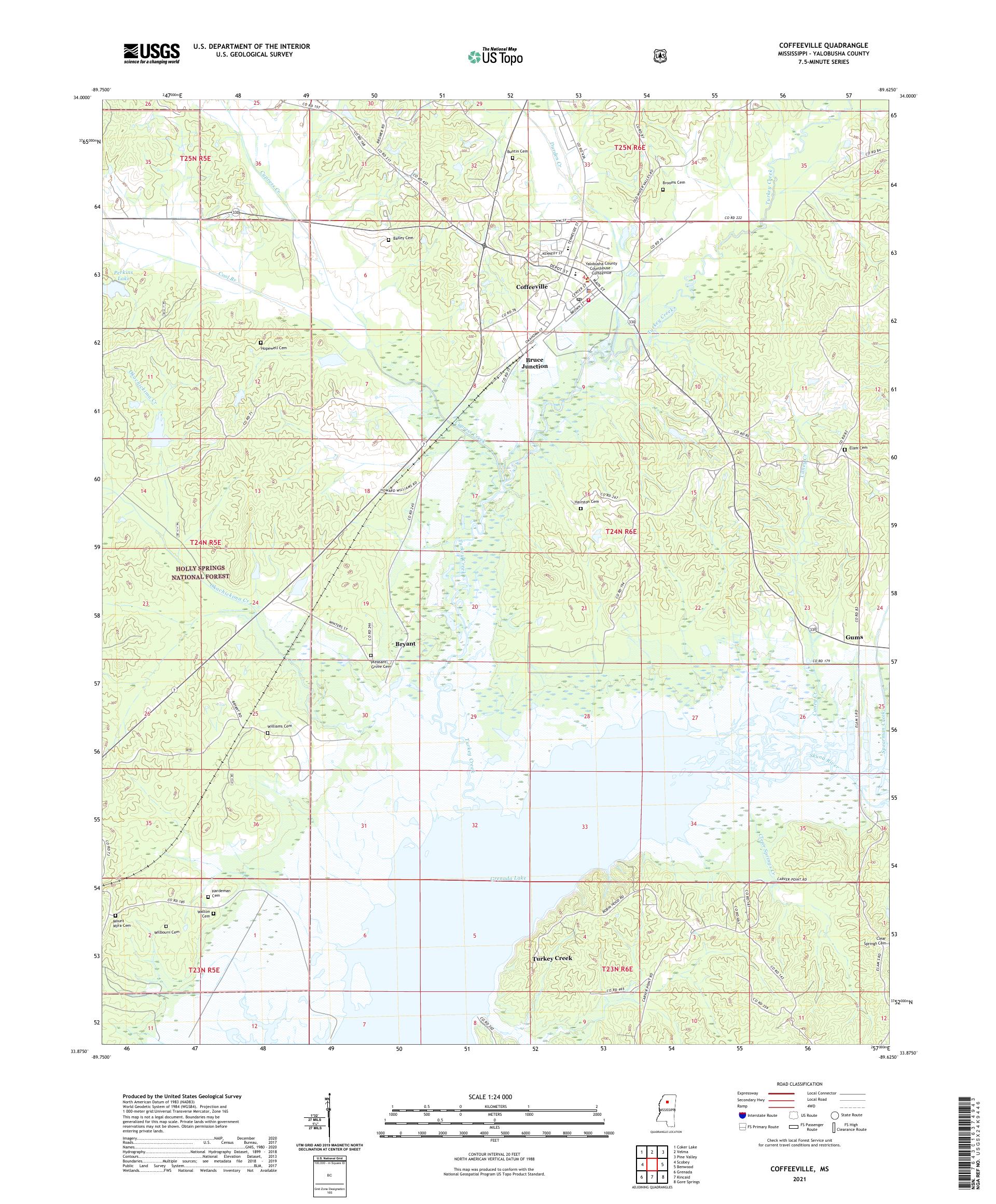 Coffeeville Mississippi US Topo Map – MyTopo Map Store
