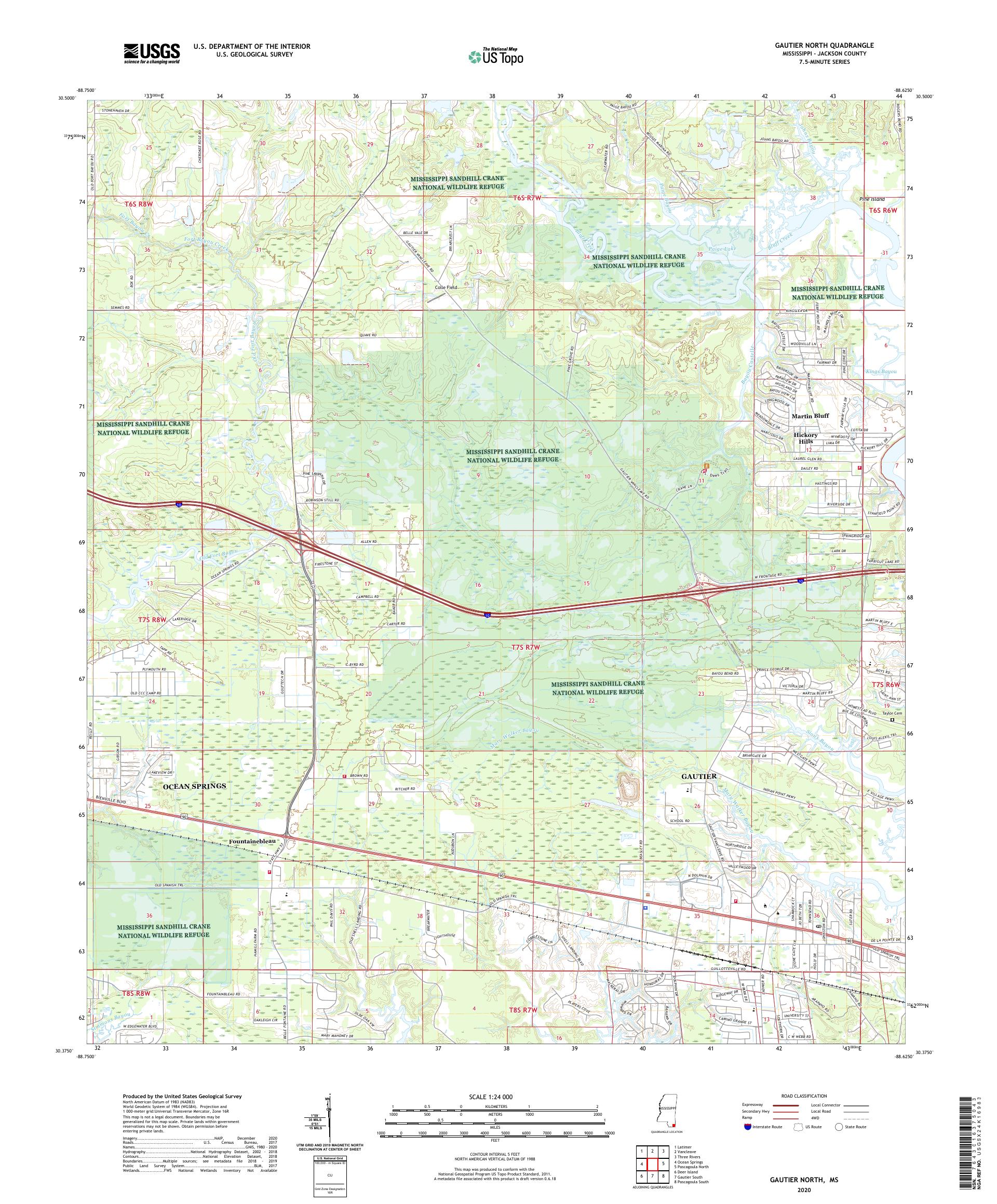 Gautier North Mississippi US Topo Map – MyTopo Map Store