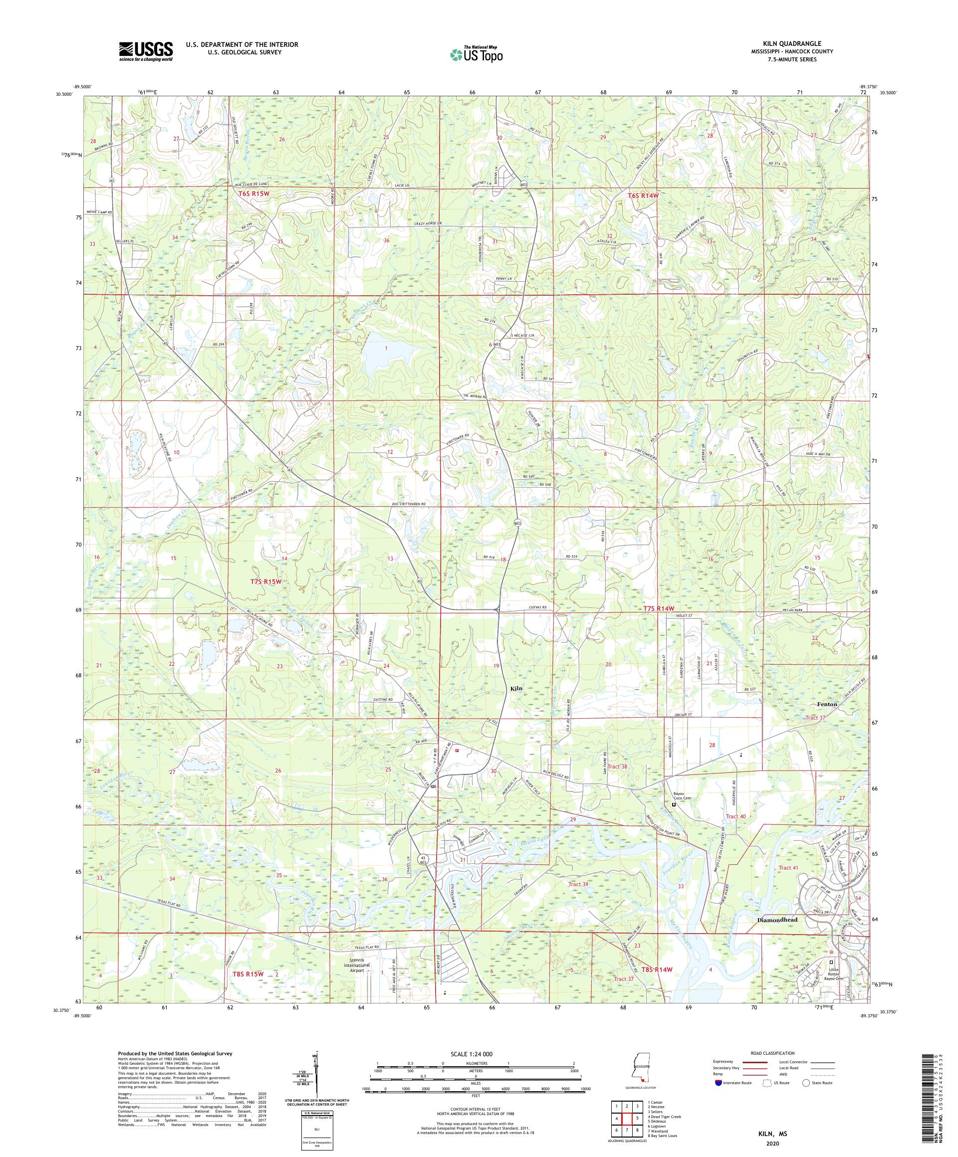 Kiln Mississippi US Topo Map – MyTopo Map Store