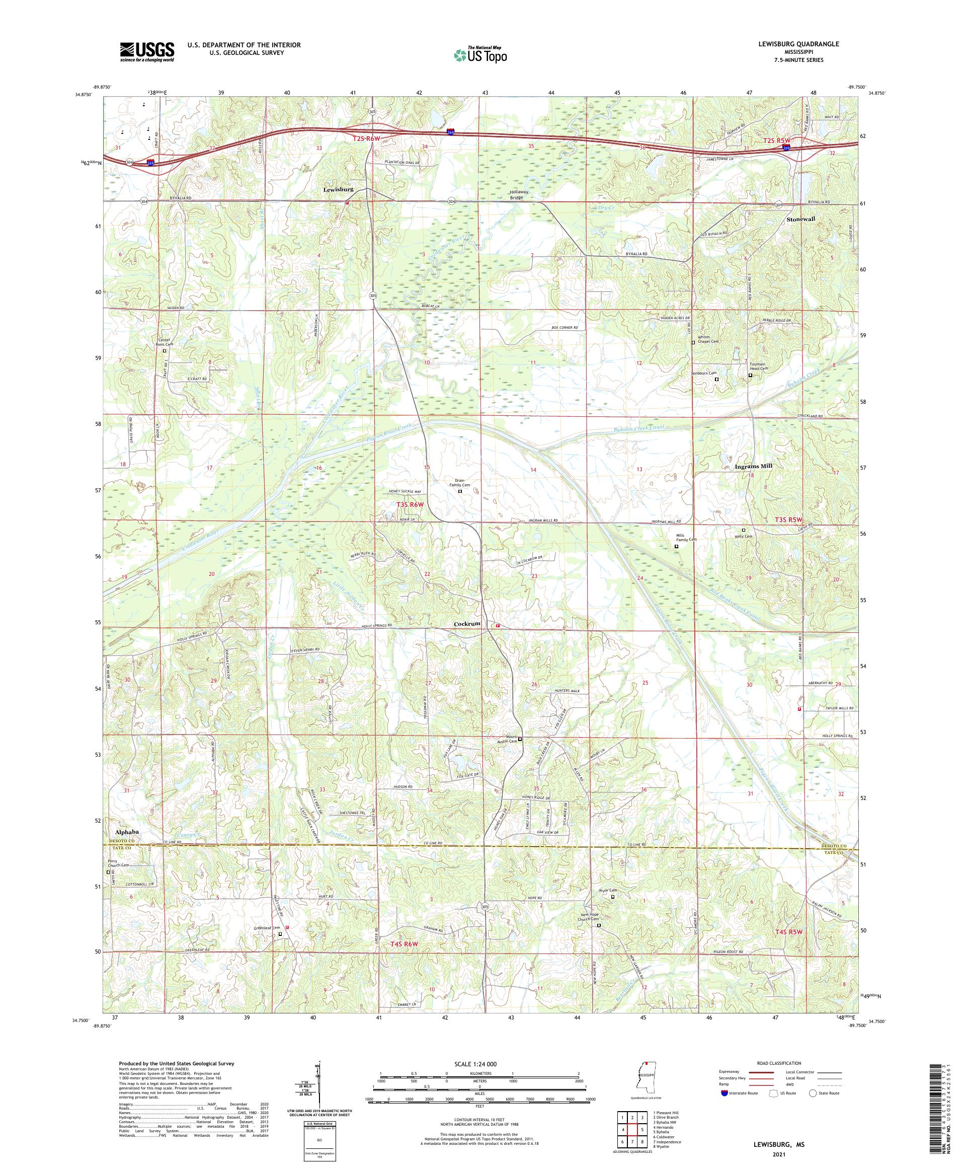 Lewisburg Mississippi US Topo Map – MyTopo Map Store