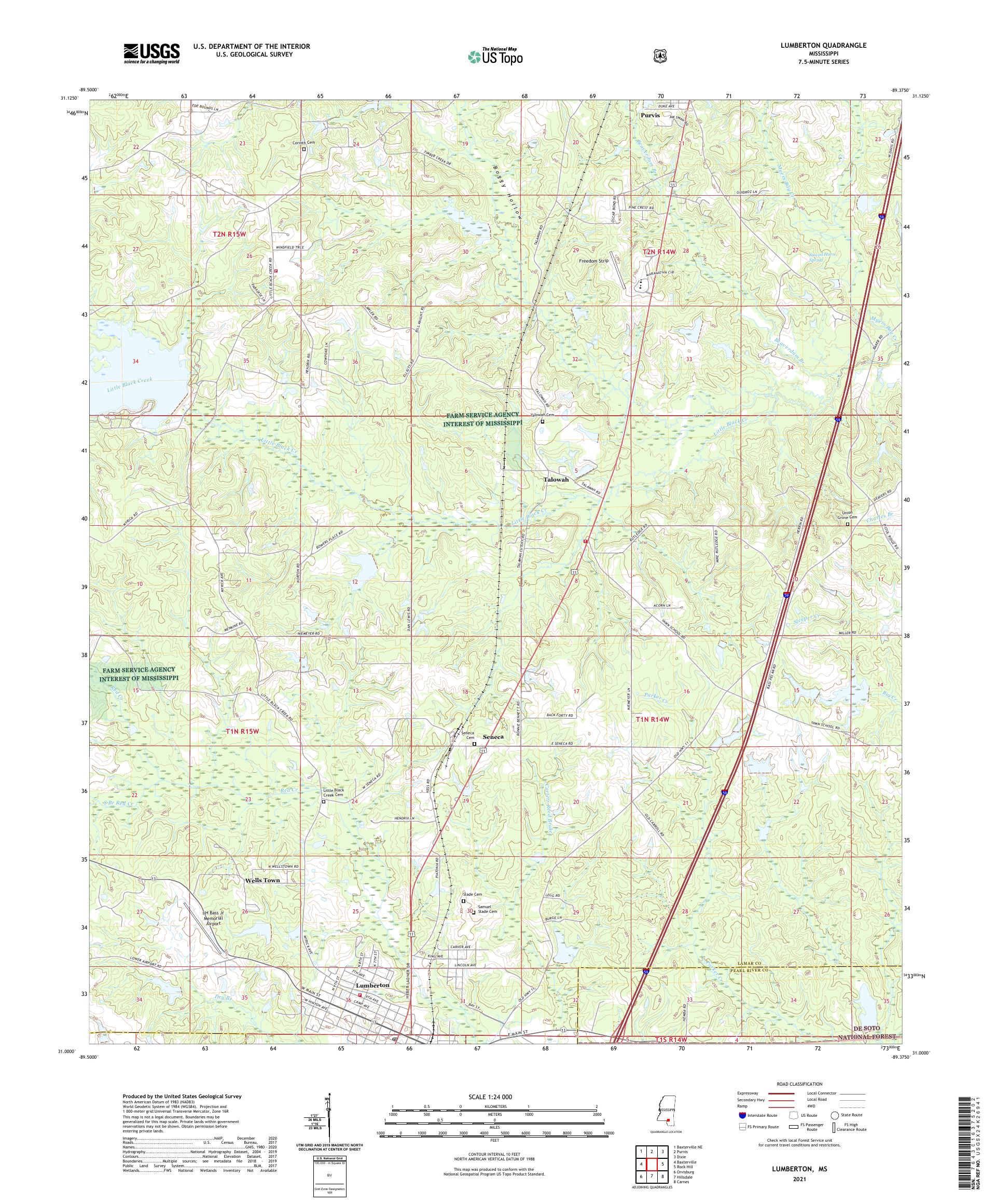 Lumberton Mississippi US Topo Map – MyTopo Map Store