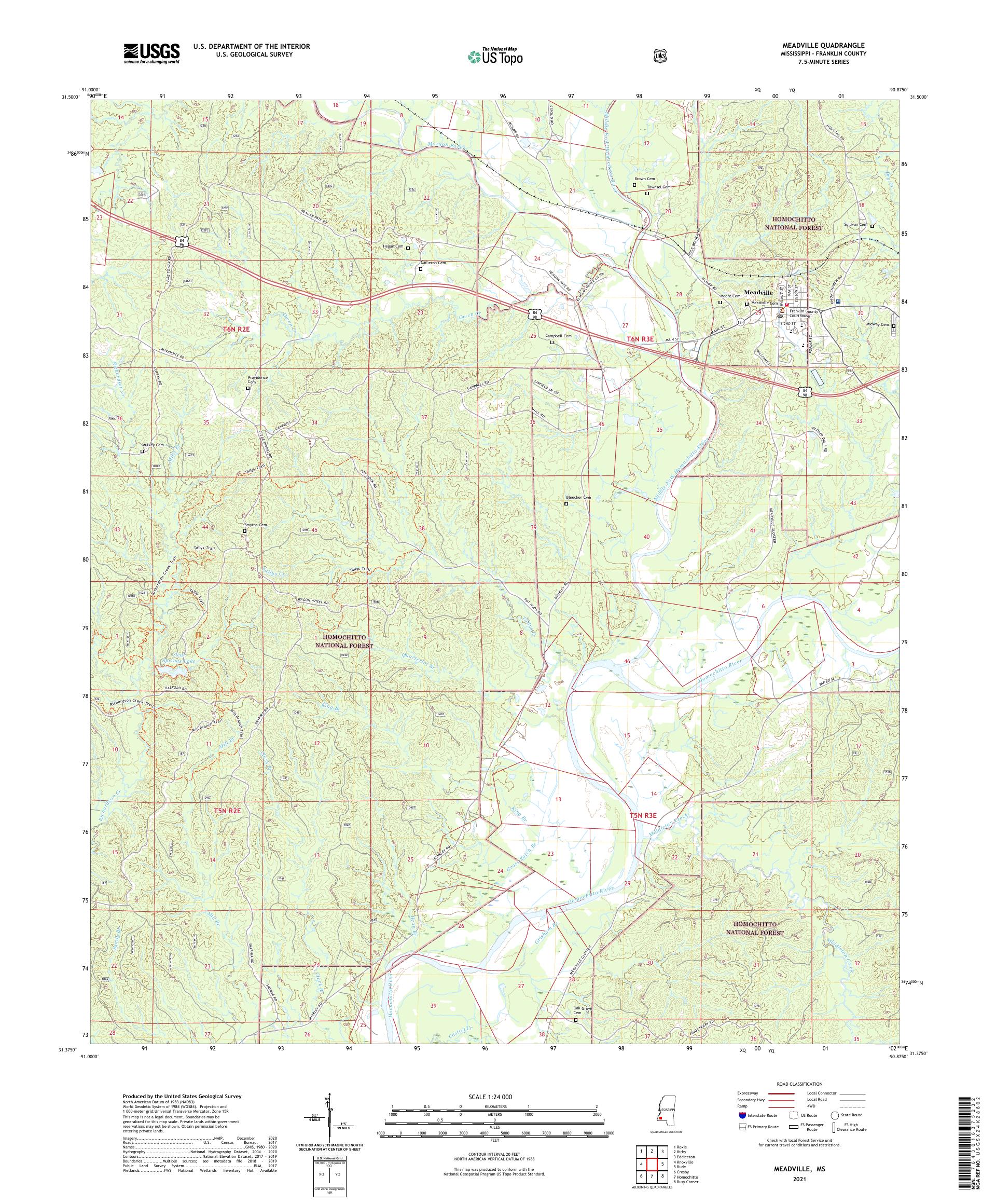 Meadville Mississippi US Topo Map – MyTopo Map Store