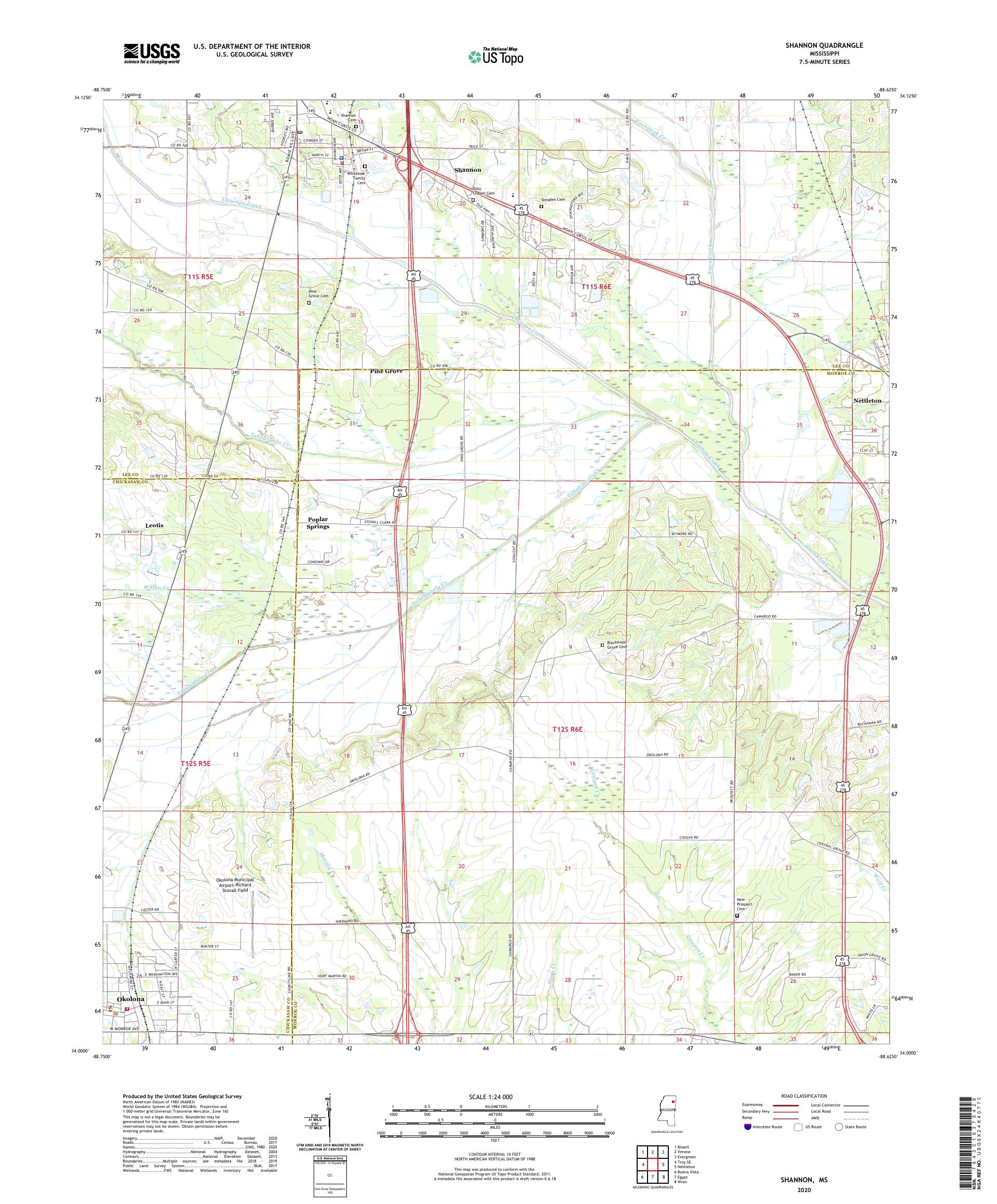 Shannon Mississippi US Topo Map – MyTopo Map Store