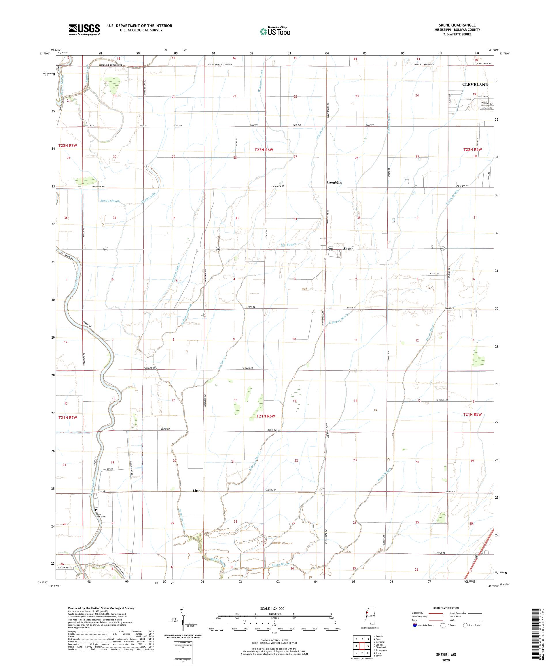 Skene Mississippi US Topo Map – MyTopo Map Store