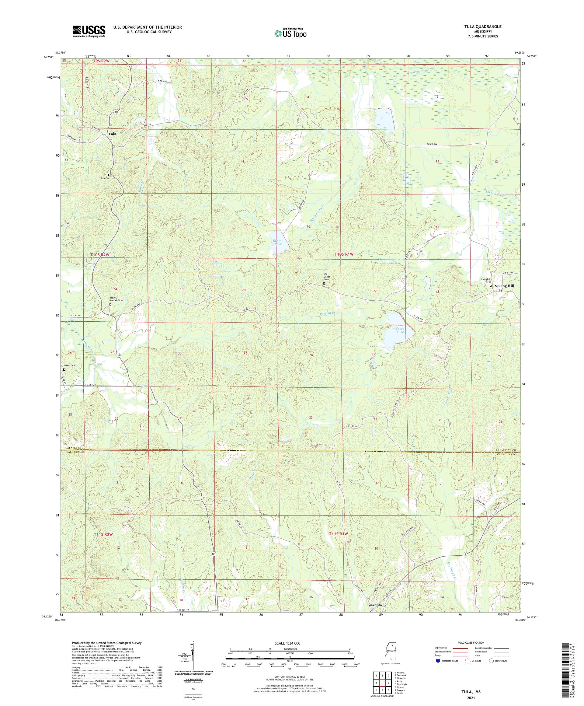 Tula Mississippi US Topo Map – MyTopo Map Store