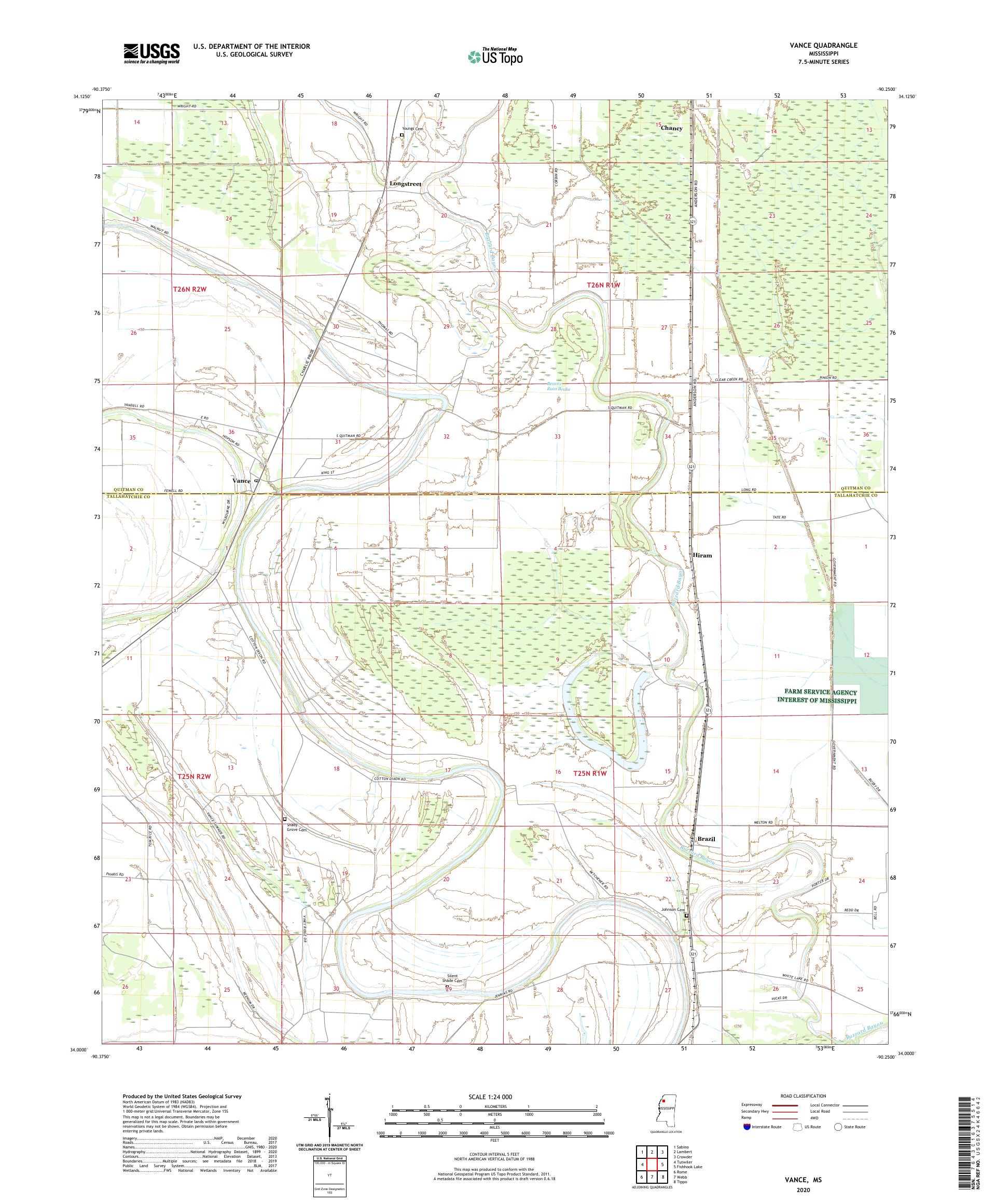 Vance Mississippi US Topo Map – MyTopo Map Store