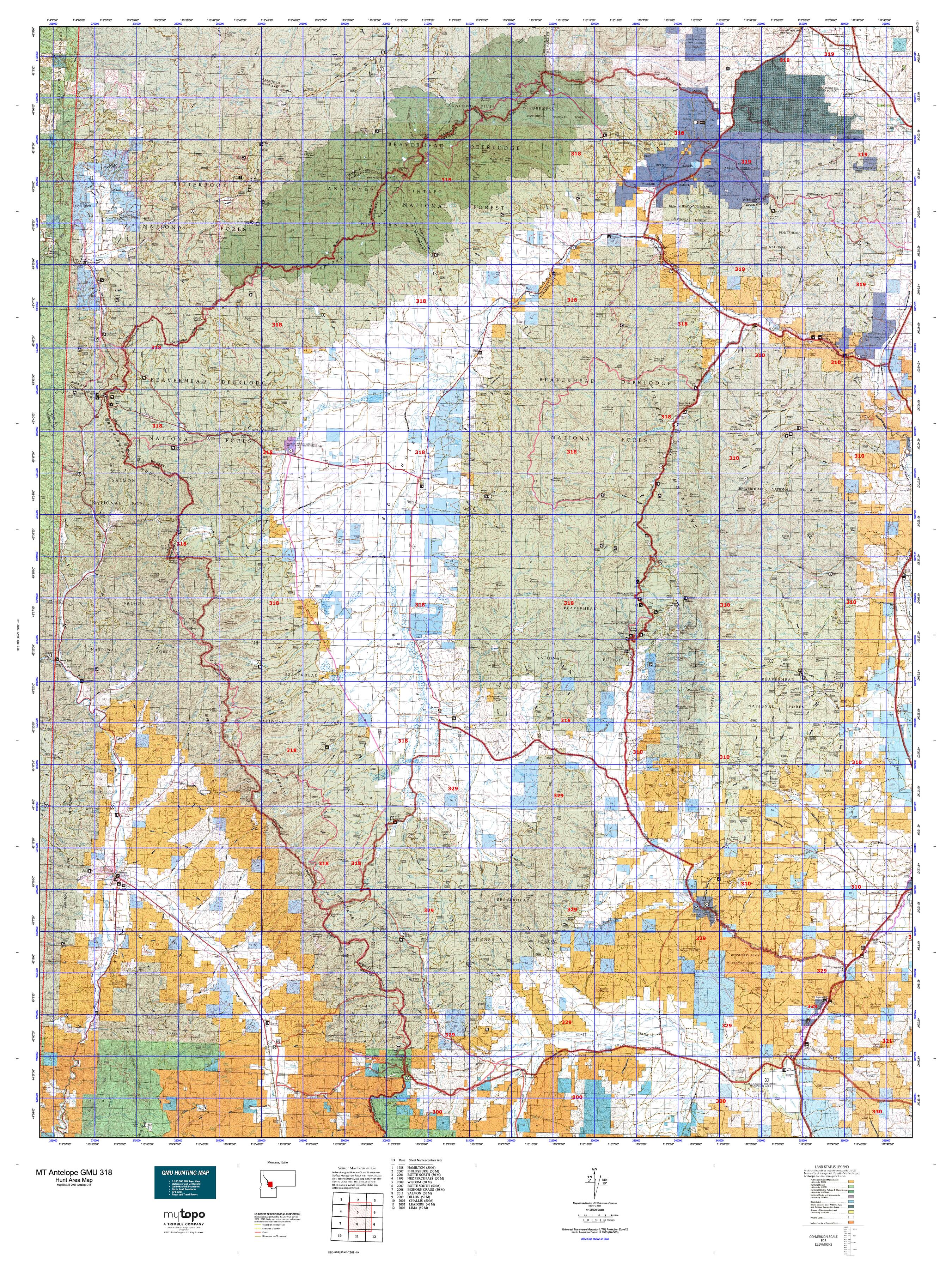 Montana Antelope GMU 318 Map – MyTopo Map Store