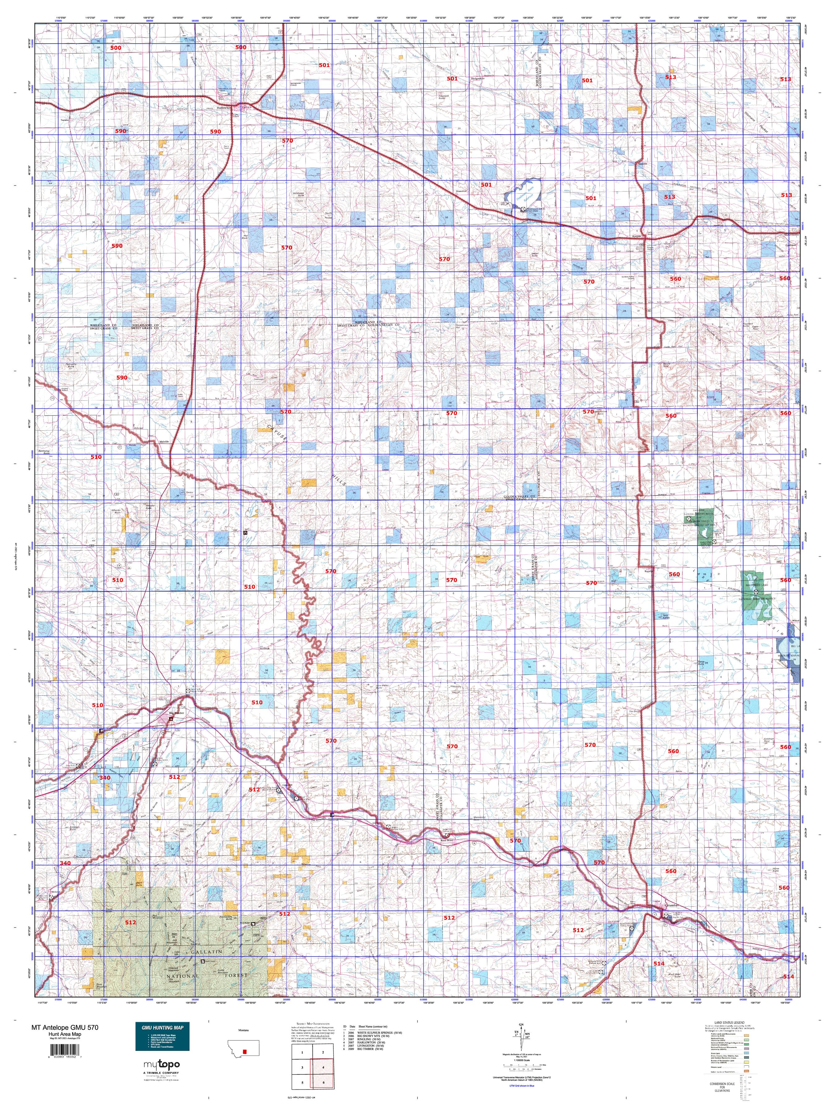 Montana Antelope GMU 570 Map – MyTopo Map Store