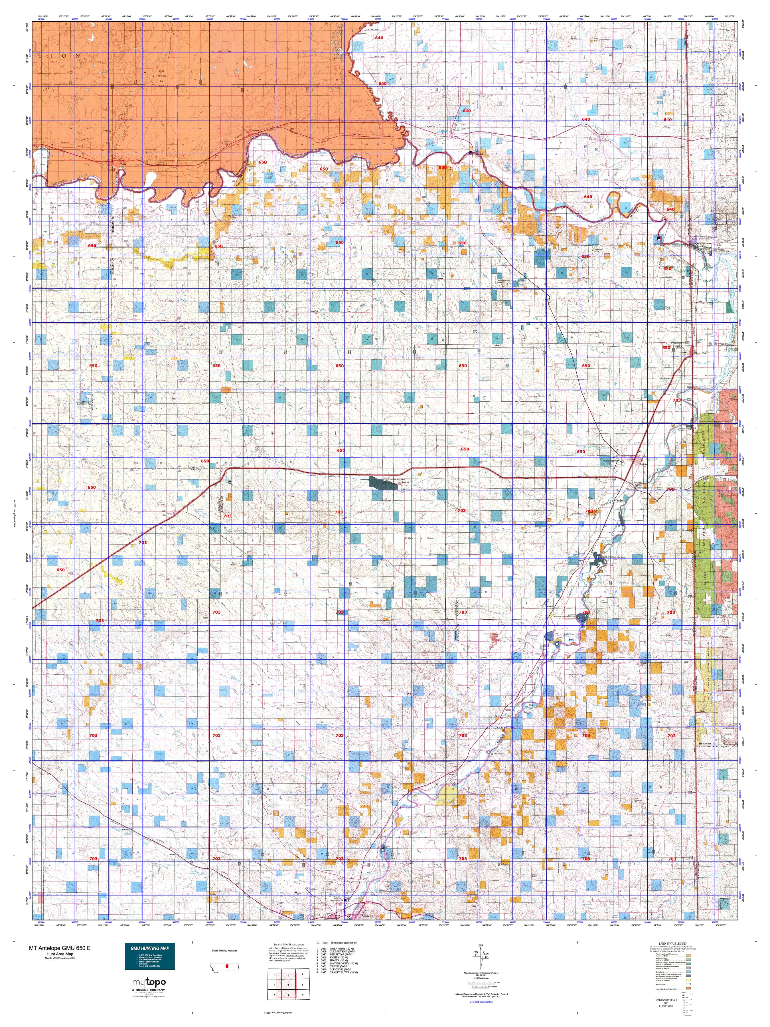 Montana Antelope GMU 650 E Map – MyTopo Map Store