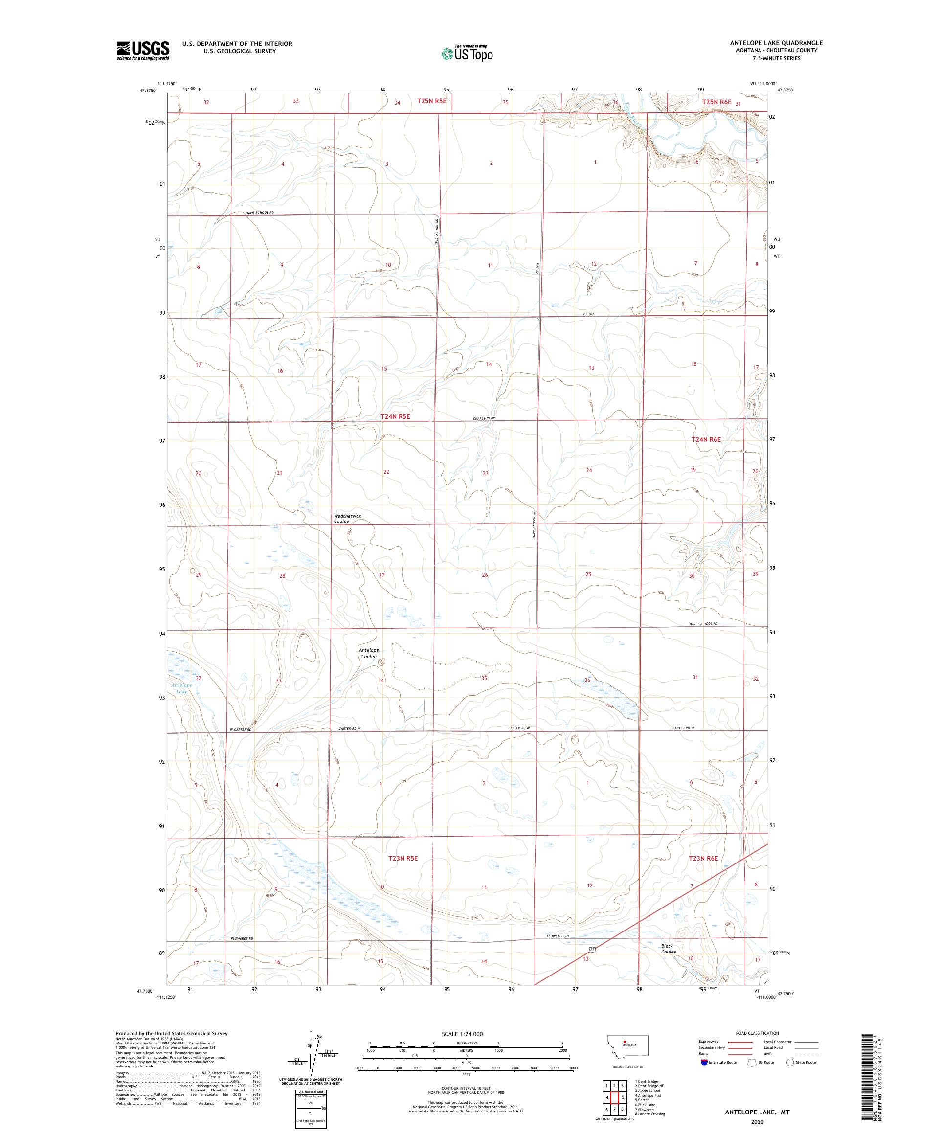 Antelope Lake Montana US Topo Map – MyTopo Map Store