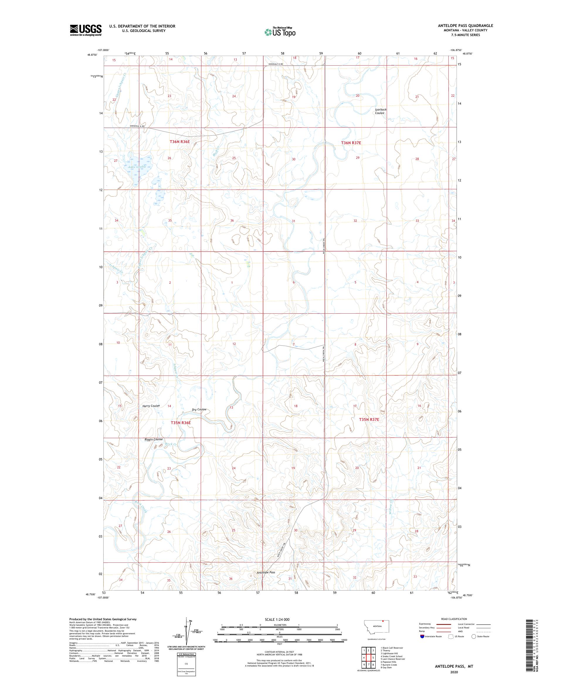 Antelope Pass Montana US Topo Map – MyTopo Map Store