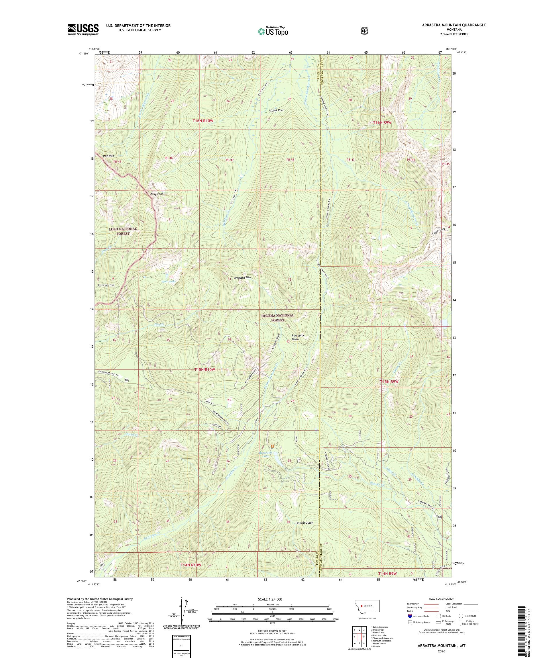 Arrastra Mountain Montana US Topo Map – MyTopo Map Store