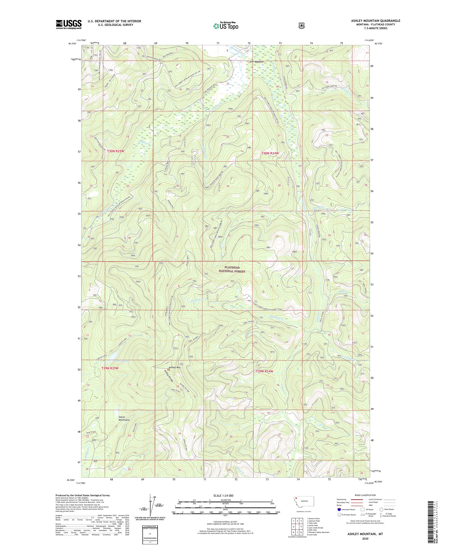 Ashley Mountain Montana US Topo Map – MyTopo Map Store