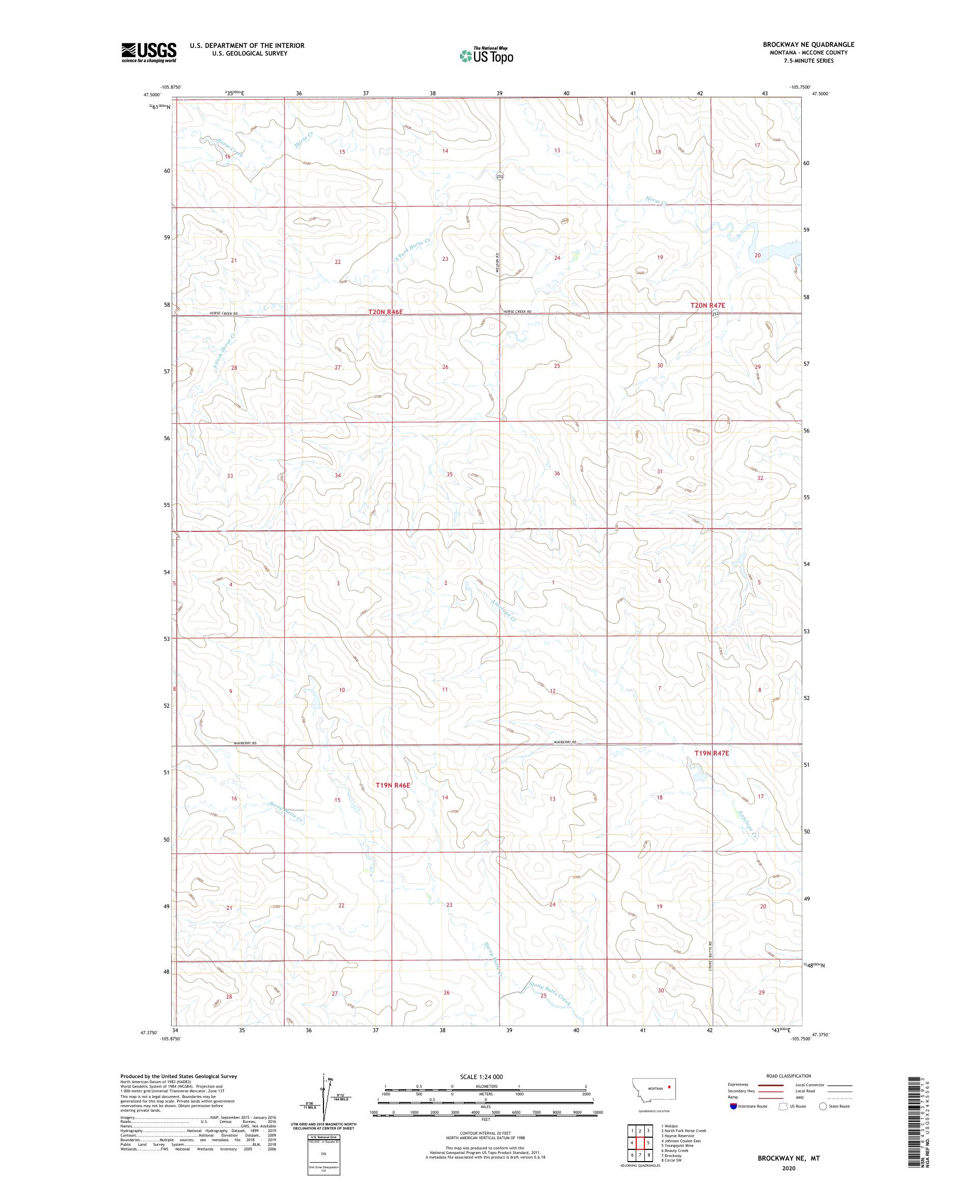 Brockway NE Montana US Topo Map – MyTopo Map Store