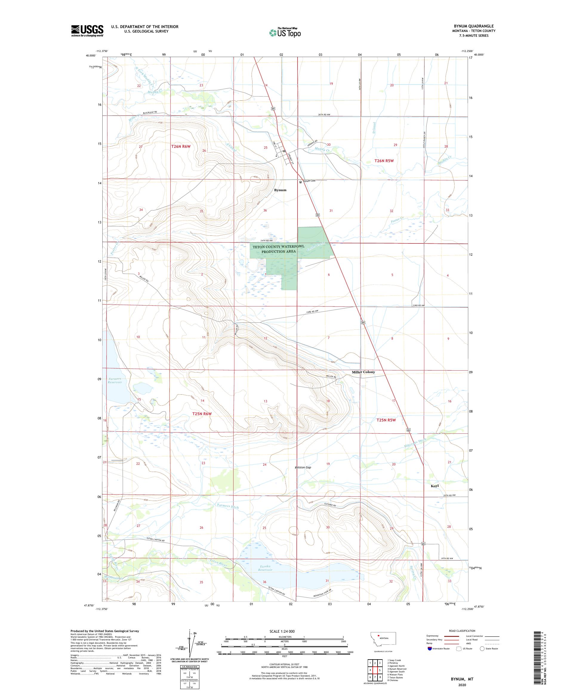 Bynum Montana US Topo Map – MyTopo Map Store