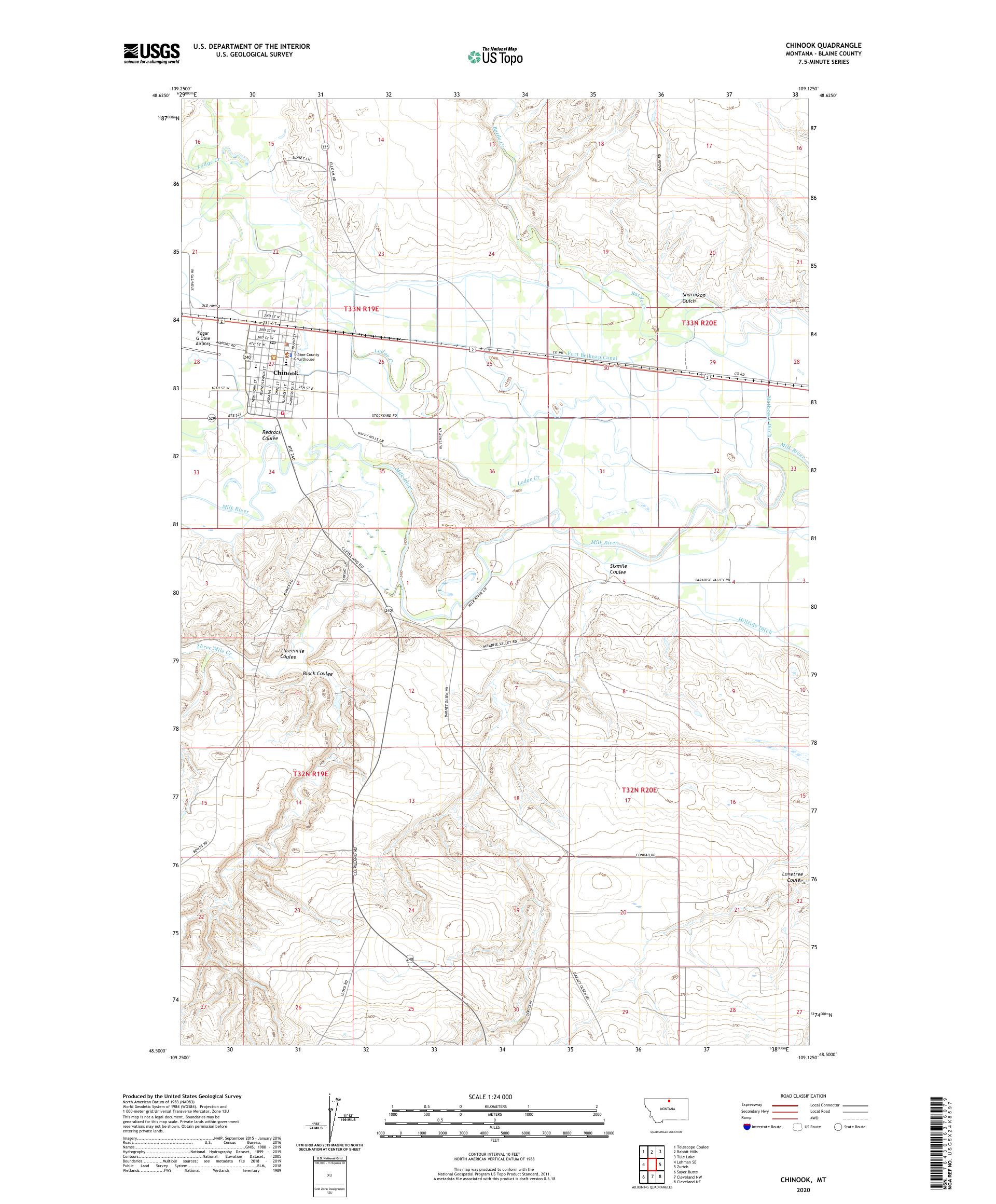 Chinook Montana US Topo Map – MyTopo Map Store