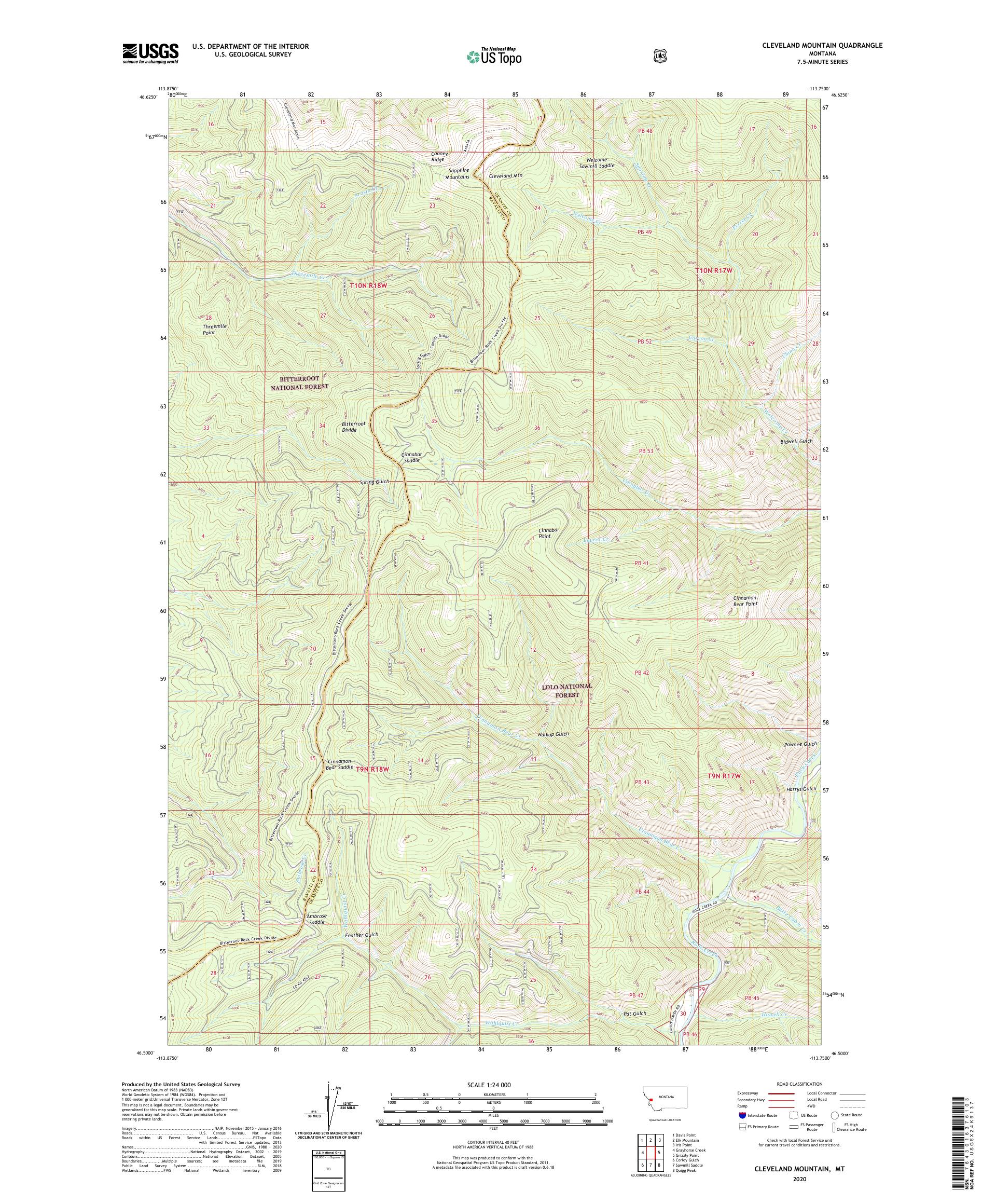 Cleveland Mountain Montana US Topo Map – MyTopo Map Store