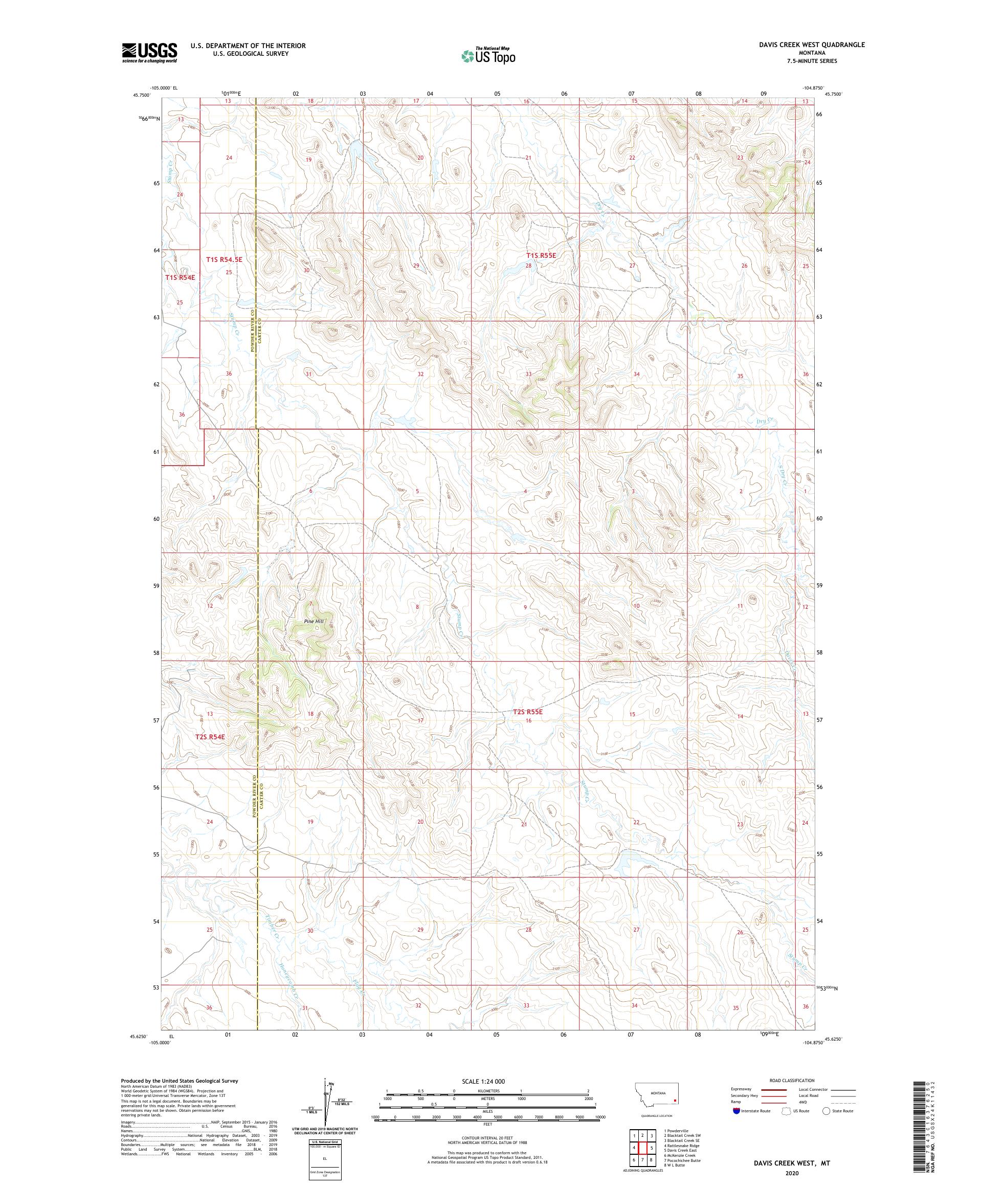 Davis Creek West Montana US Topo Map – MyTopo Map Store