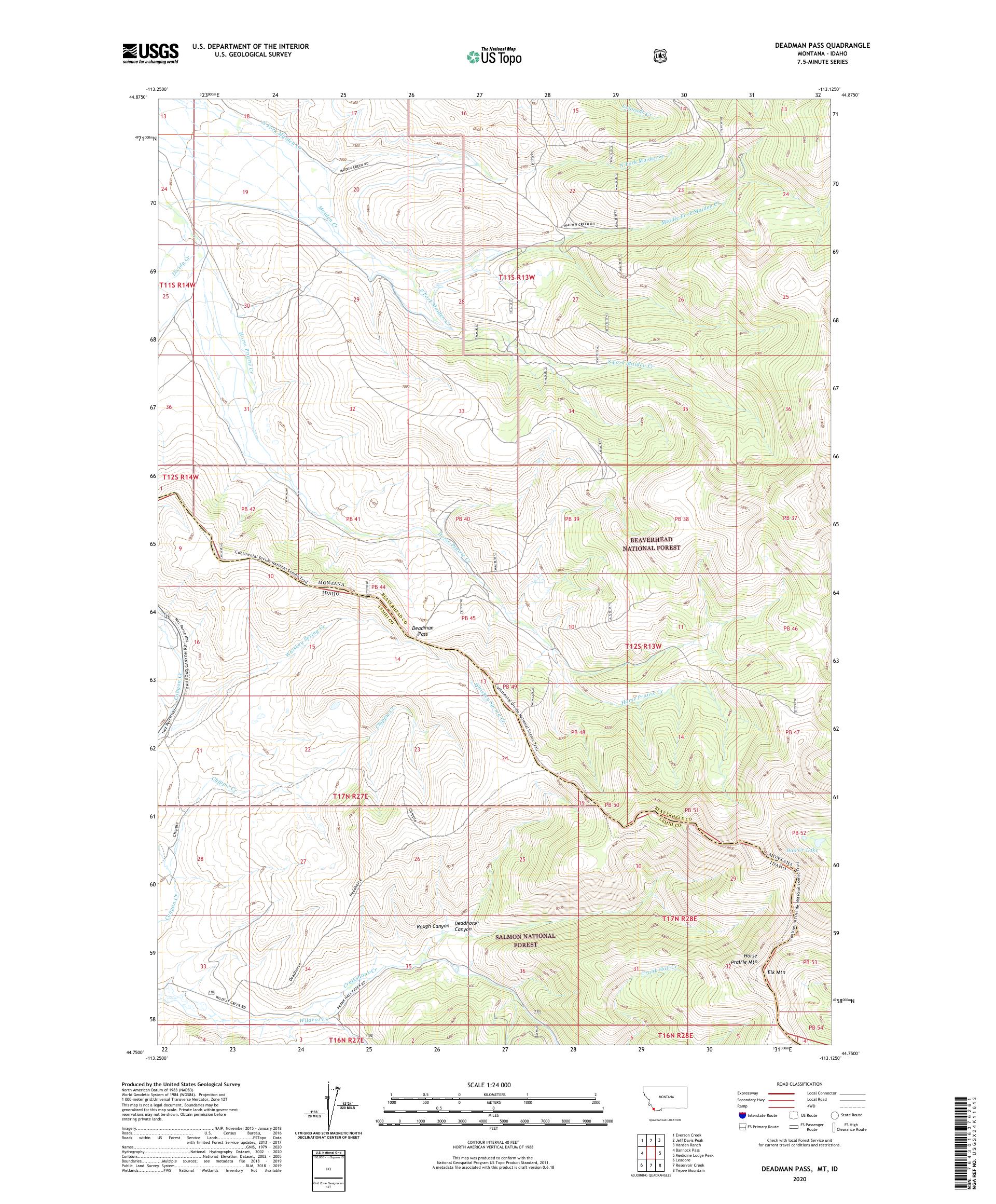 Deadman Pass Montana US Topo Map – MyTopo Map Store