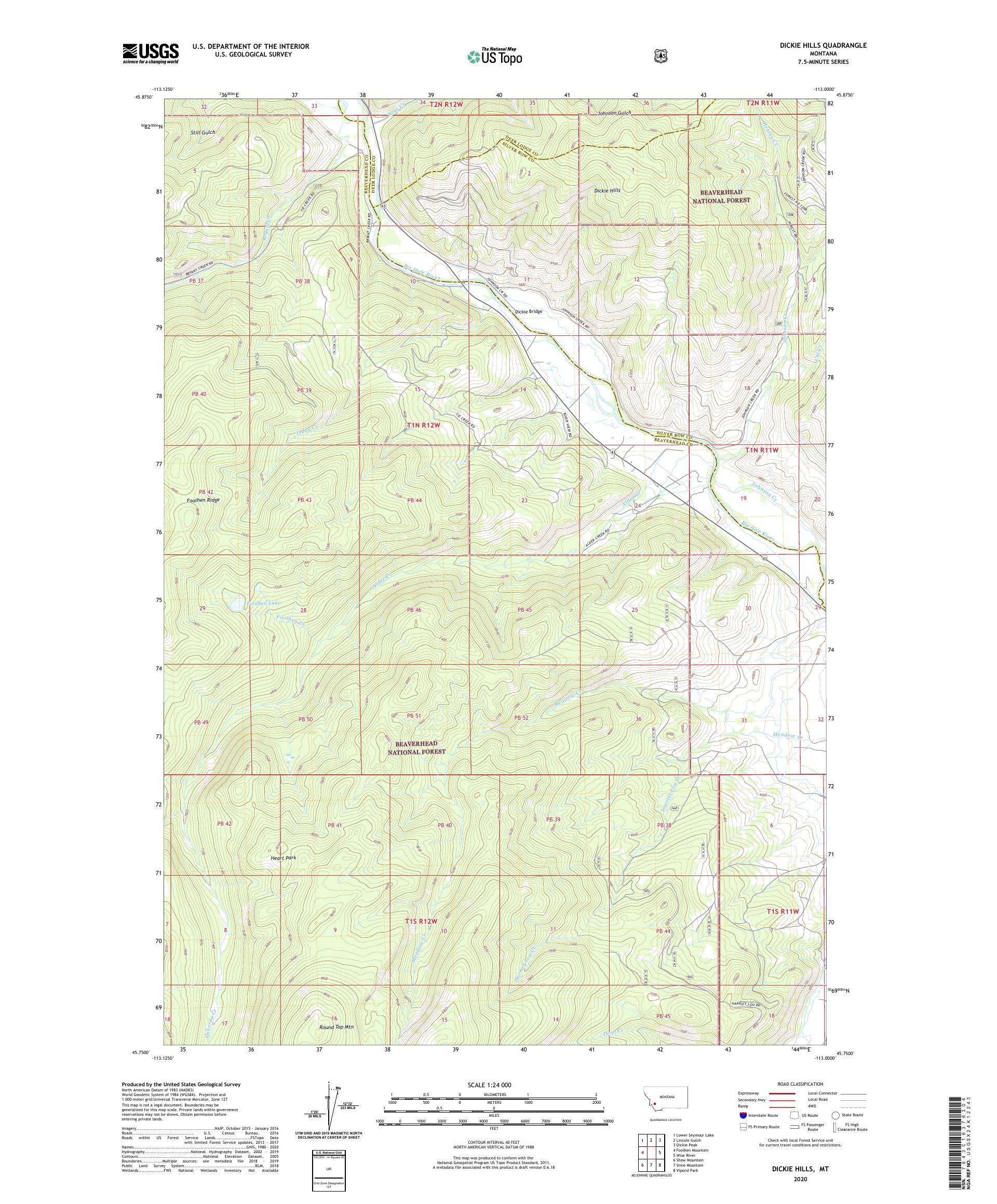 Dickie Hills Montana US Topo Map – MyTopo Map Store
