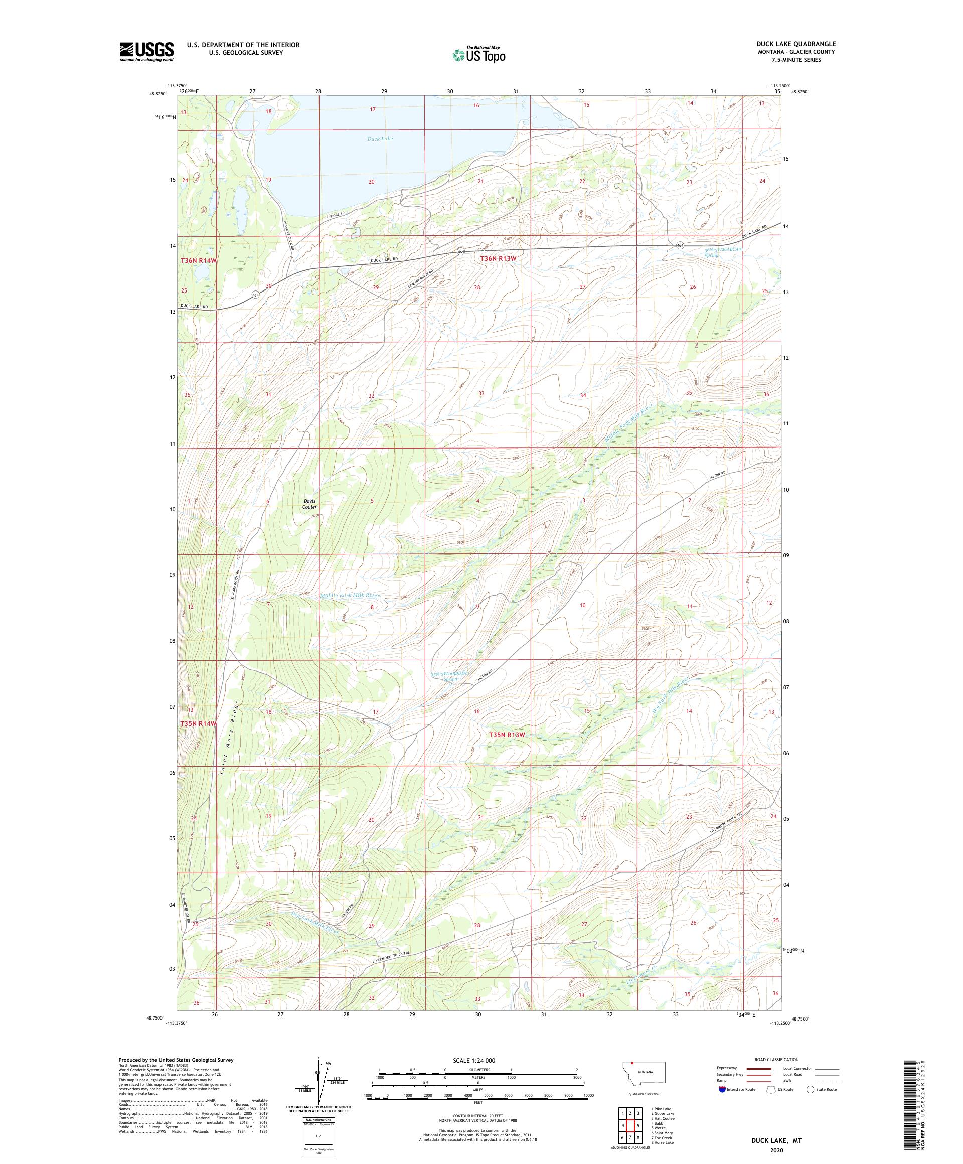 Duck Lake Montana US Topo Map – MyTopo Map Store