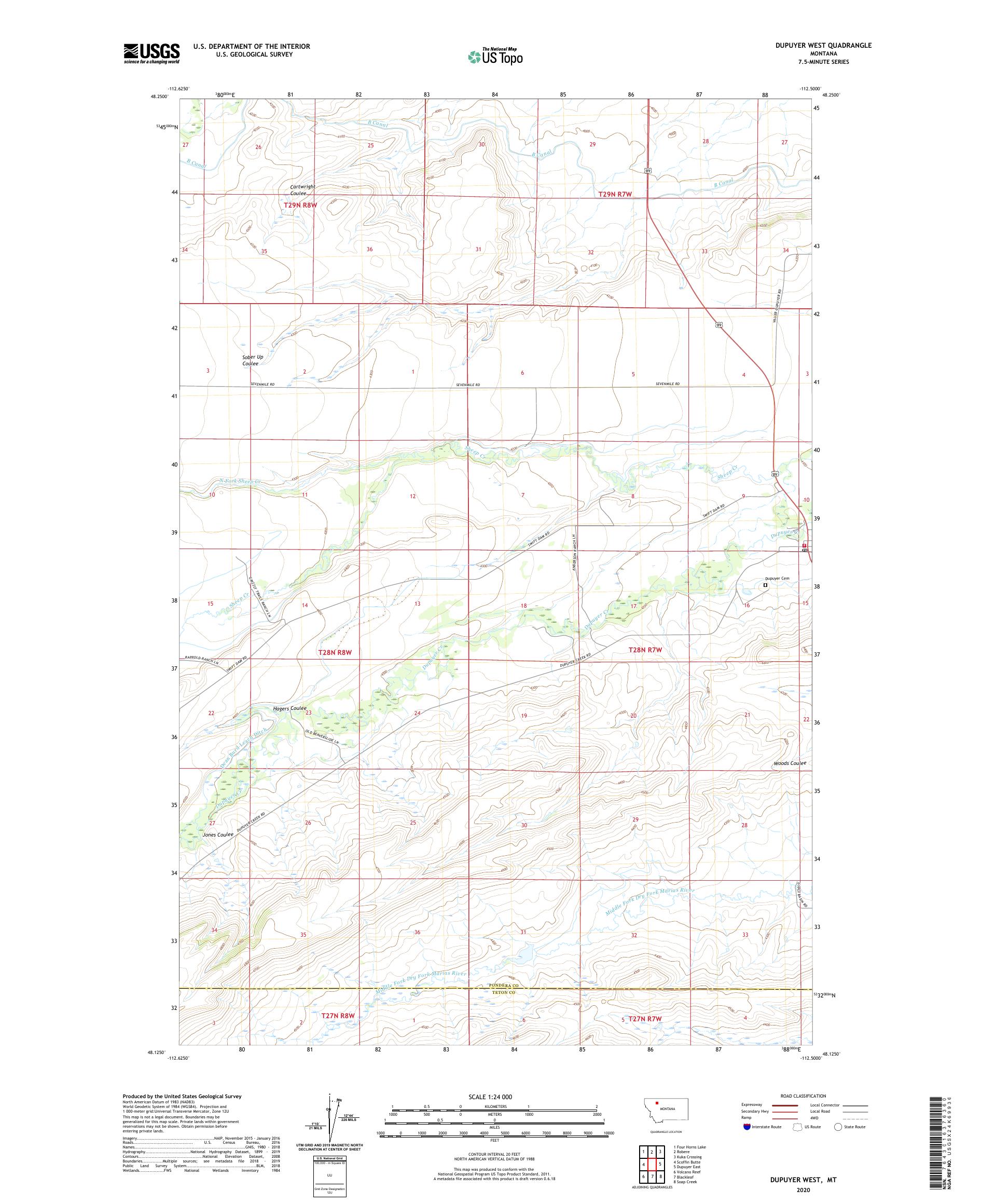Dupuyer West Montana US Topo Map – MyTopo Map Store