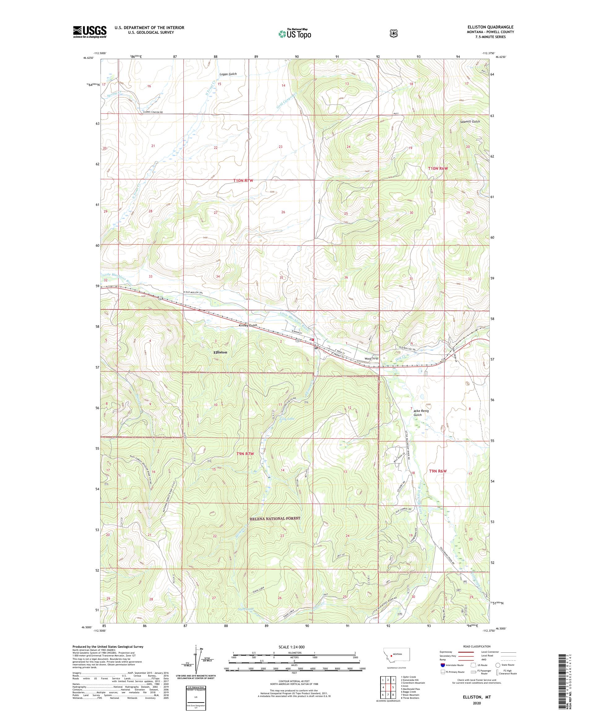 Elliston Montana US Topo Map – MyTopo Map Store