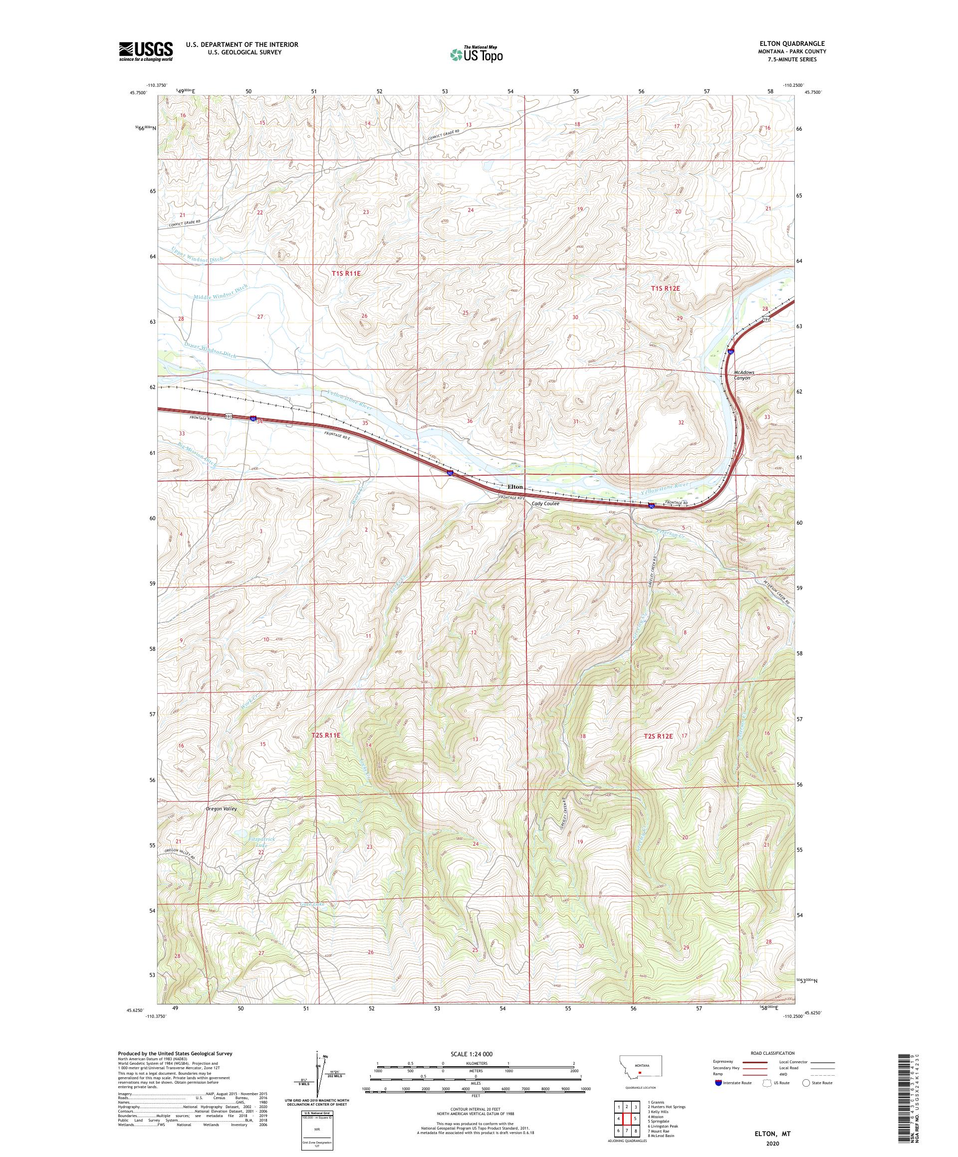 Elton Montana US Topo Map – MyTopo Map Store