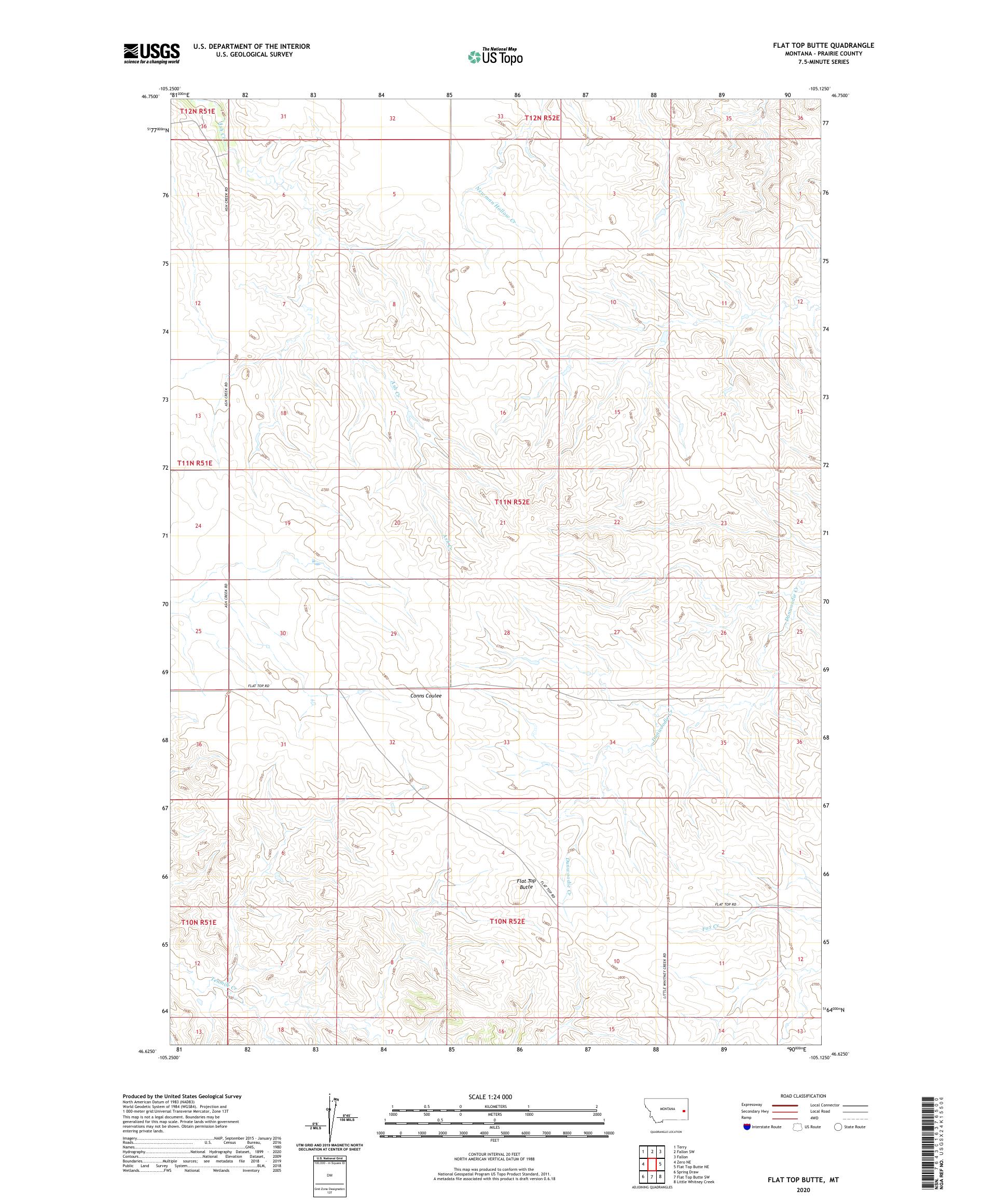 Flat Top Butte Montana US Topo Map – MyTopo Map Store