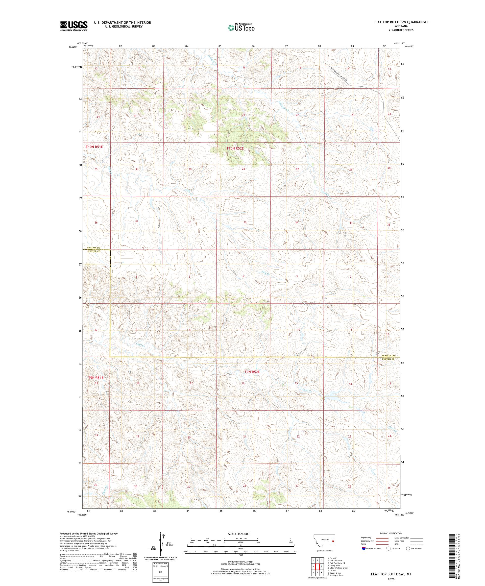 Flat Top Butte SW Montana US Topo Map – MyTopo Map Store