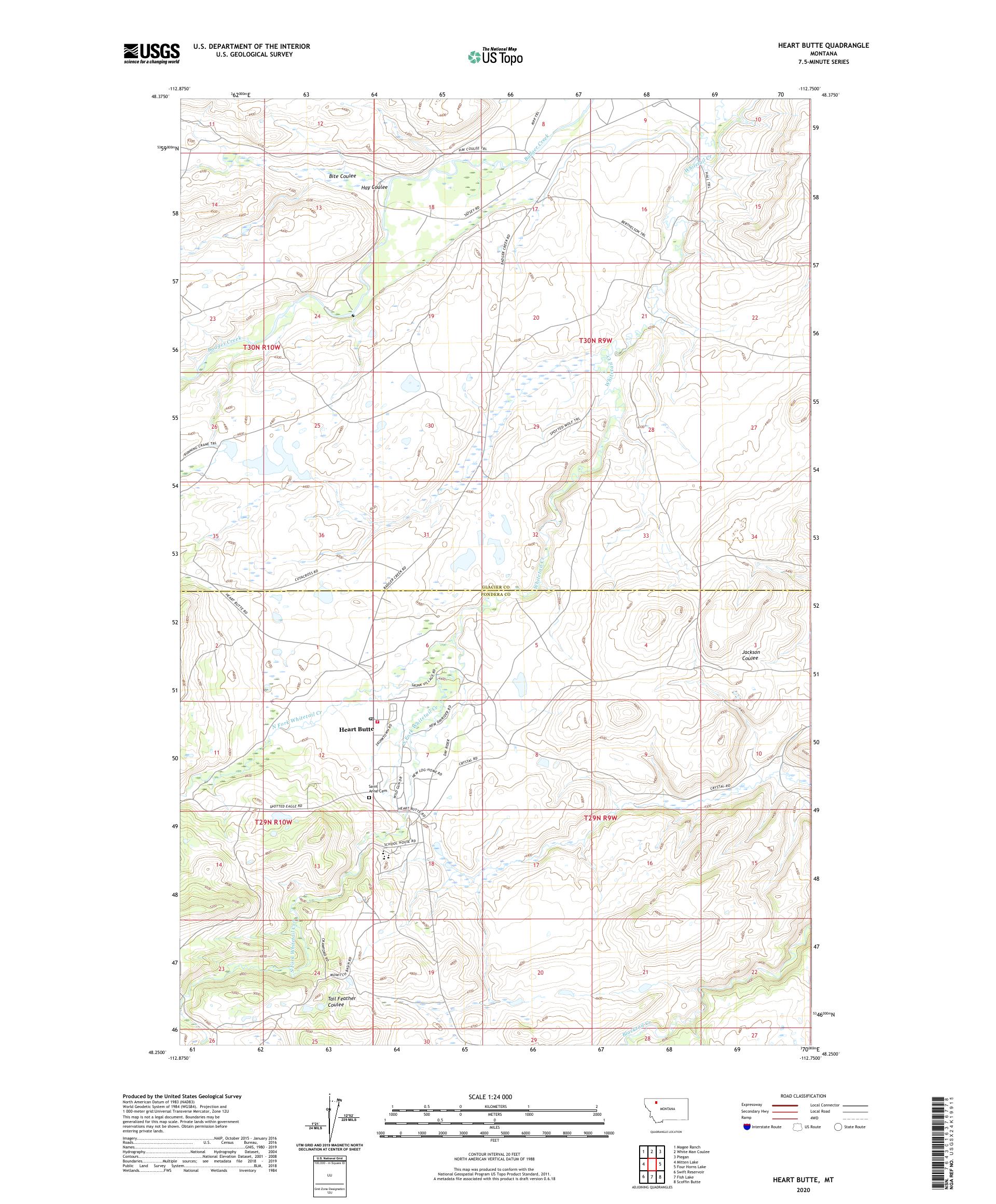 Heart Butte Montana US Topo Map – MyTopo Map Store