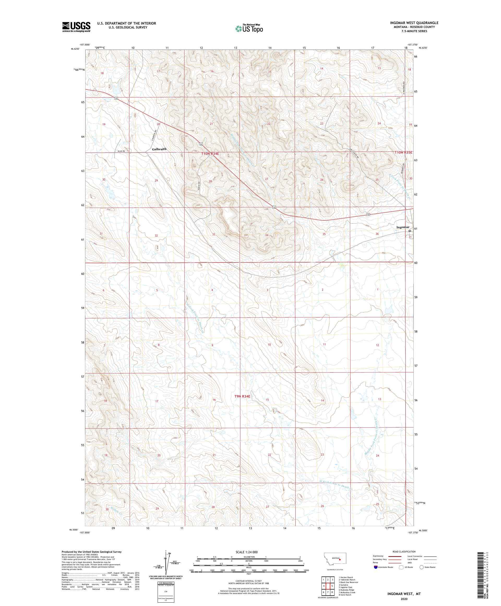Ingomar West Montana US Topo Map – MyTopo Map Store