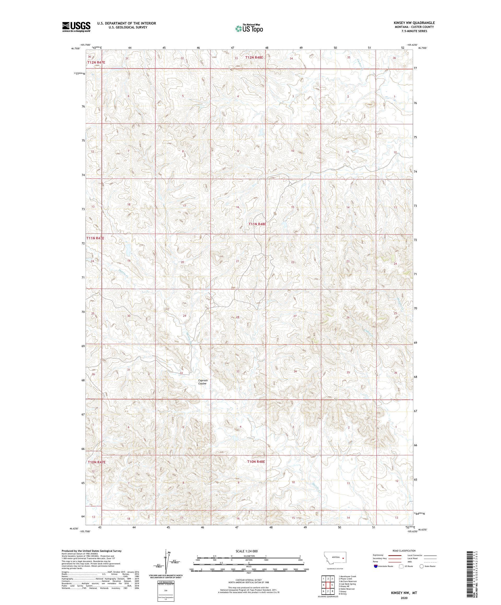 Kinsey NW Montana US Topo Map – MyTopo Map Store