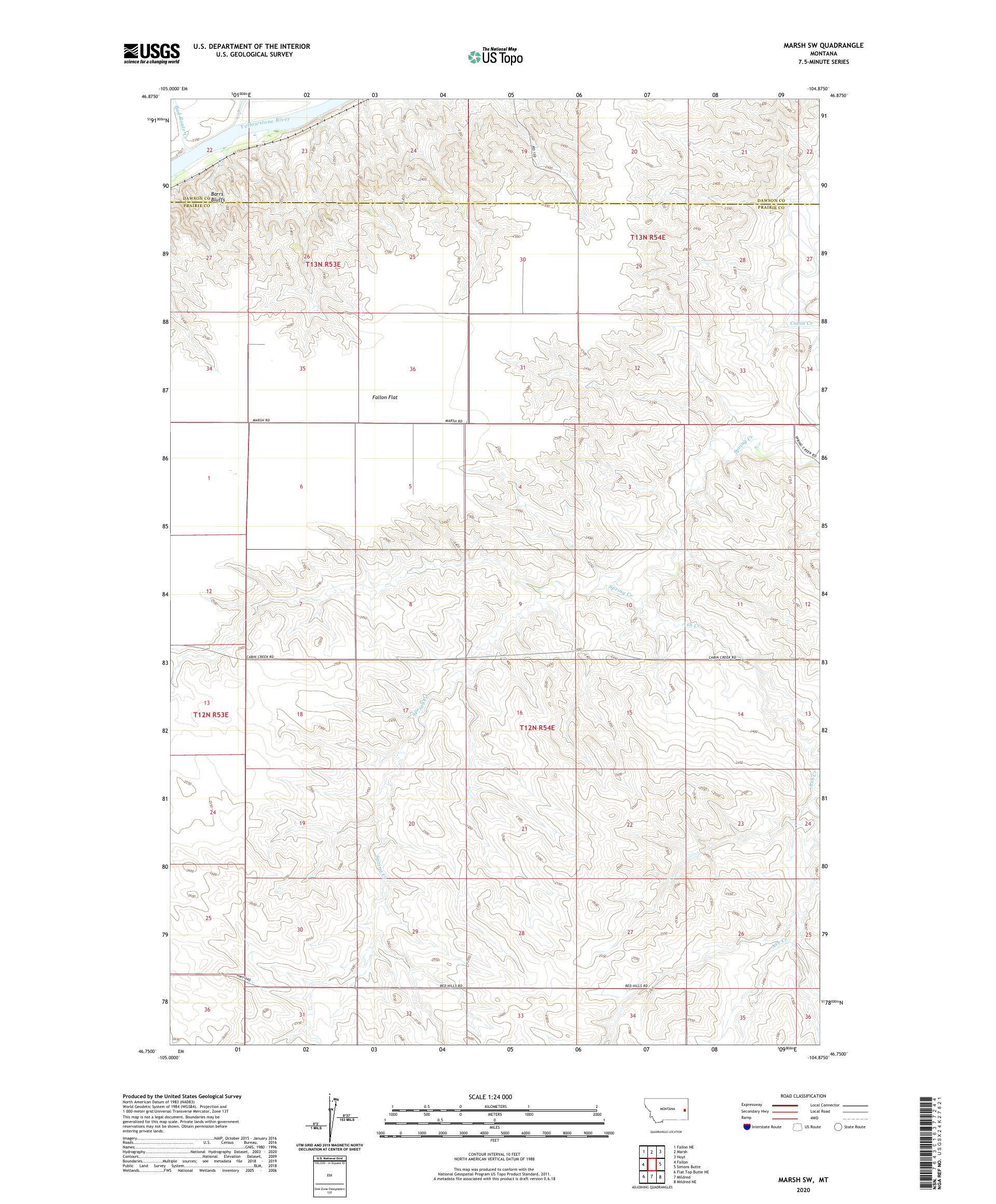 Marsh SW Montana US Topo Map – MyTopo Map Store