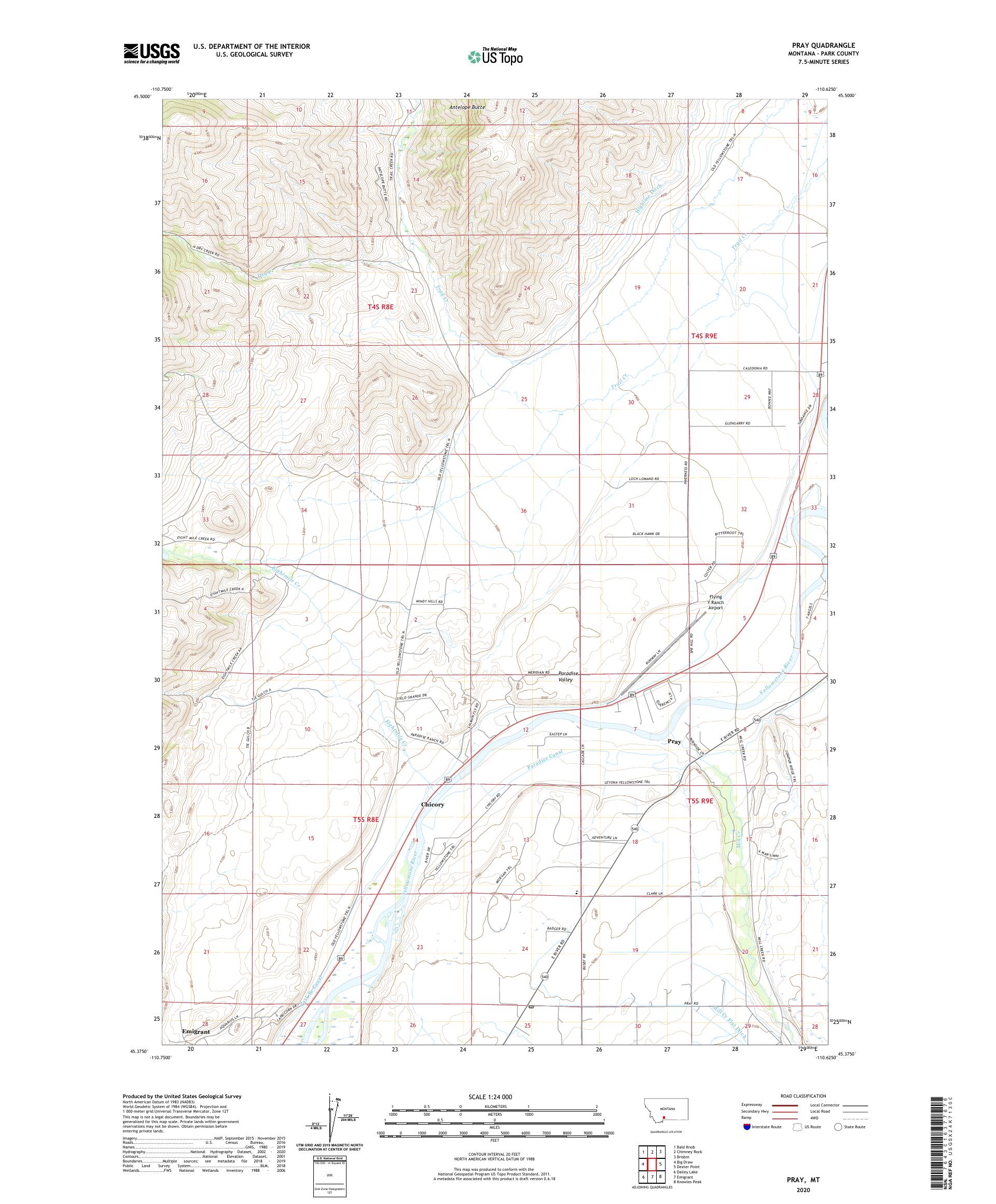 Pray Montana US Topo Map – MyTopo Map Store